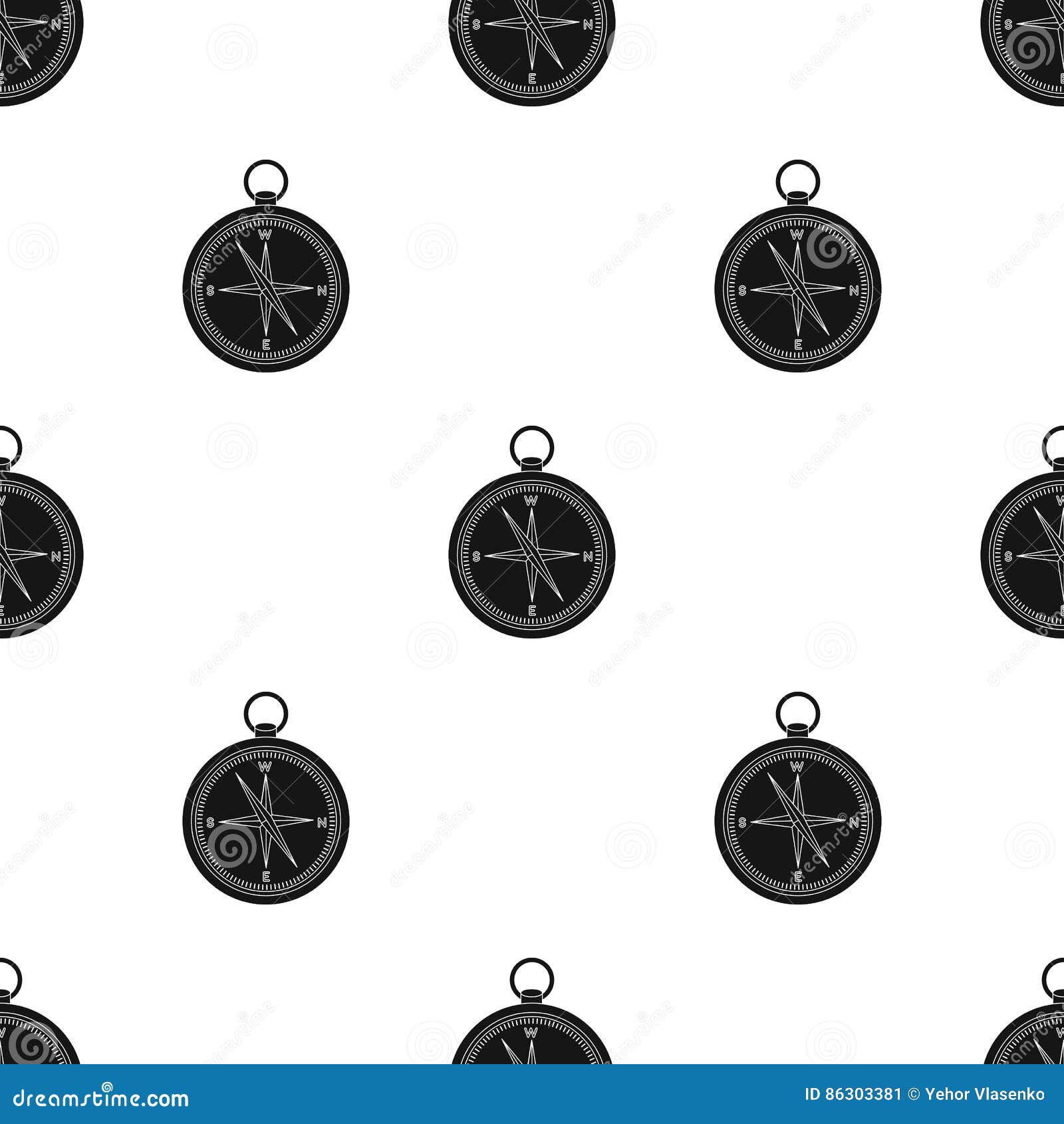Compass Icon in Black Style Isolated on White. Pirates Pattern. Stock ...