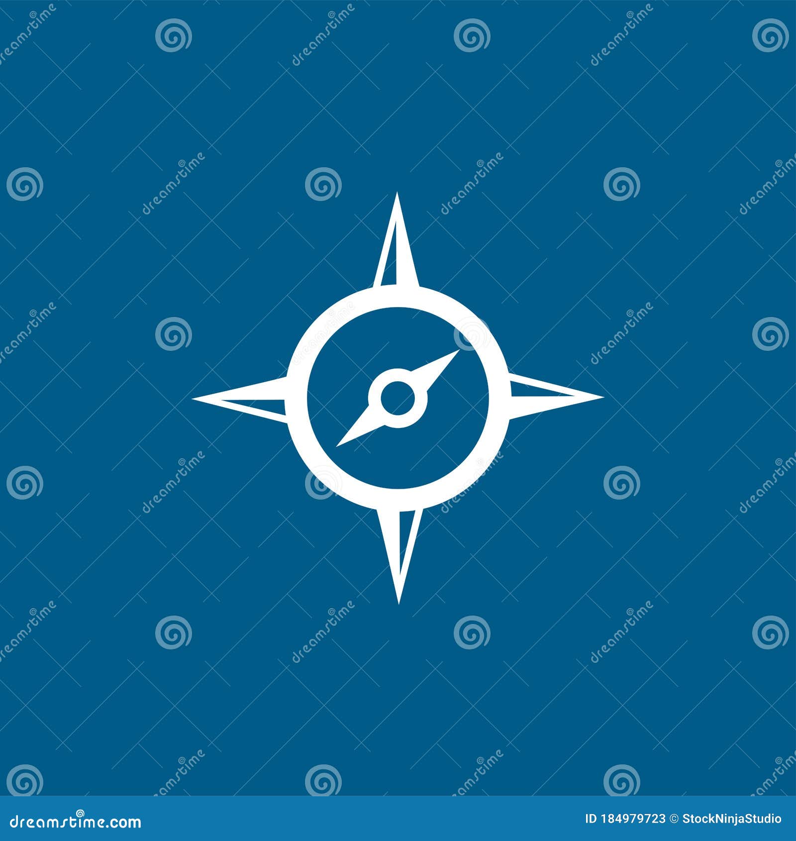 Compass Icon on Blue Background. Blue Flat Style Vector Illustration ...