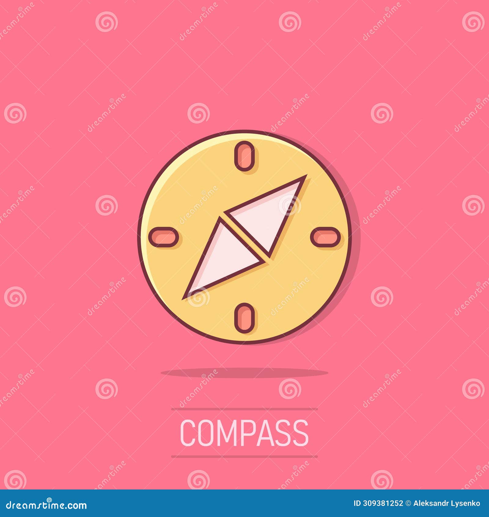 Compass Icon in Comic Style. Navigation Equipment Cartoon Vector ...