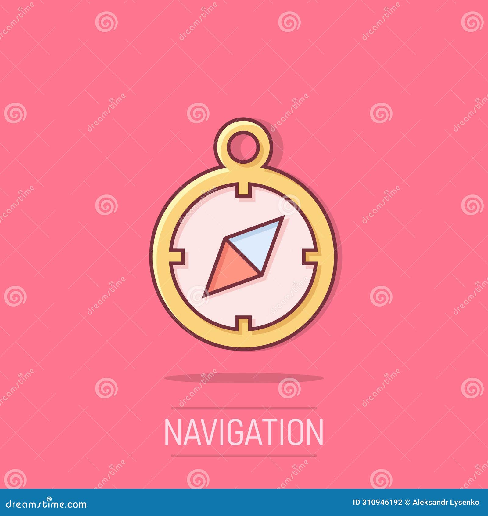 Compass Icon in Comic Style. Navigation Equipment Cartoon Vector ...