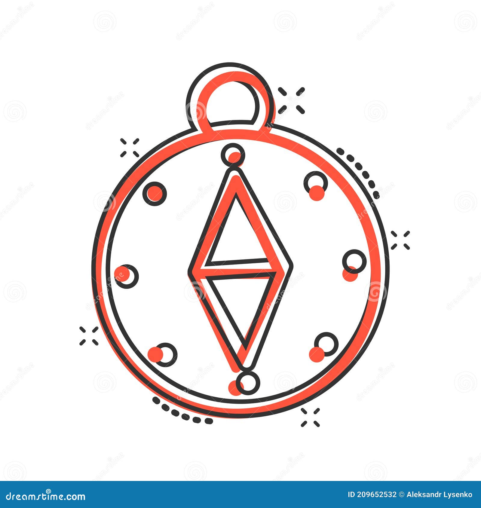 Compass Icon in Comic Style. Navigation Equipment Cartoon Vector ...