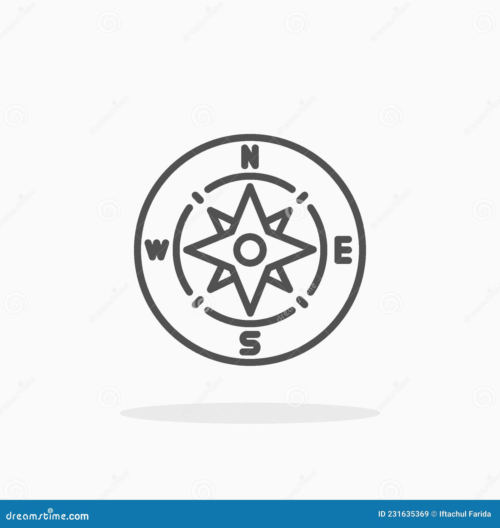 Compass Icon. Outline Linear Style Stock Vector - Illustration of ...