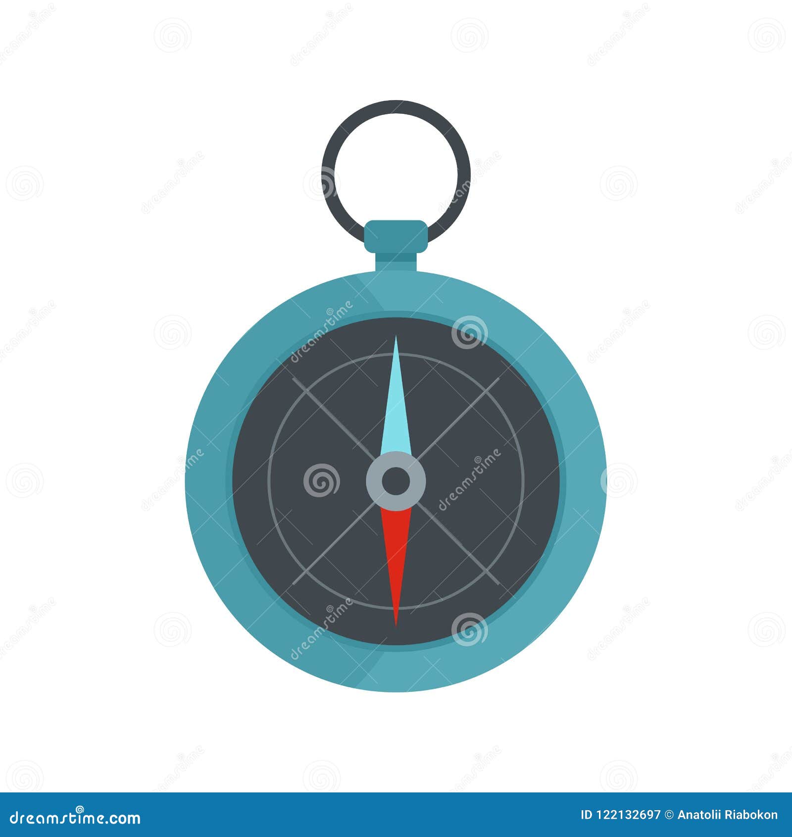 Compass icon, flat style stock vector. Illustration of airplane - 122132697
