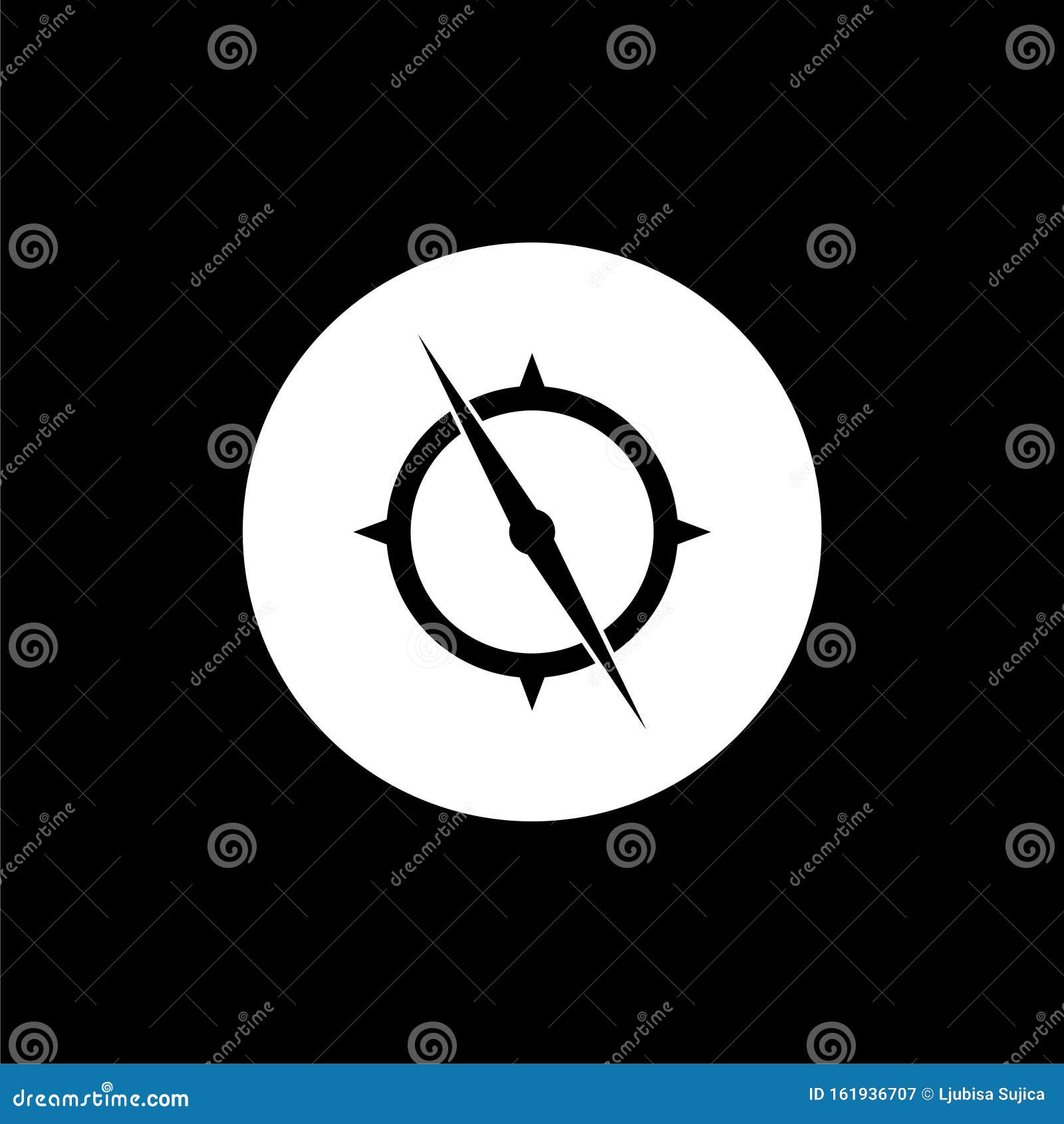 Compass Icon Flat Illustration For Graphic And Web Design Isolated On Black Background Stock