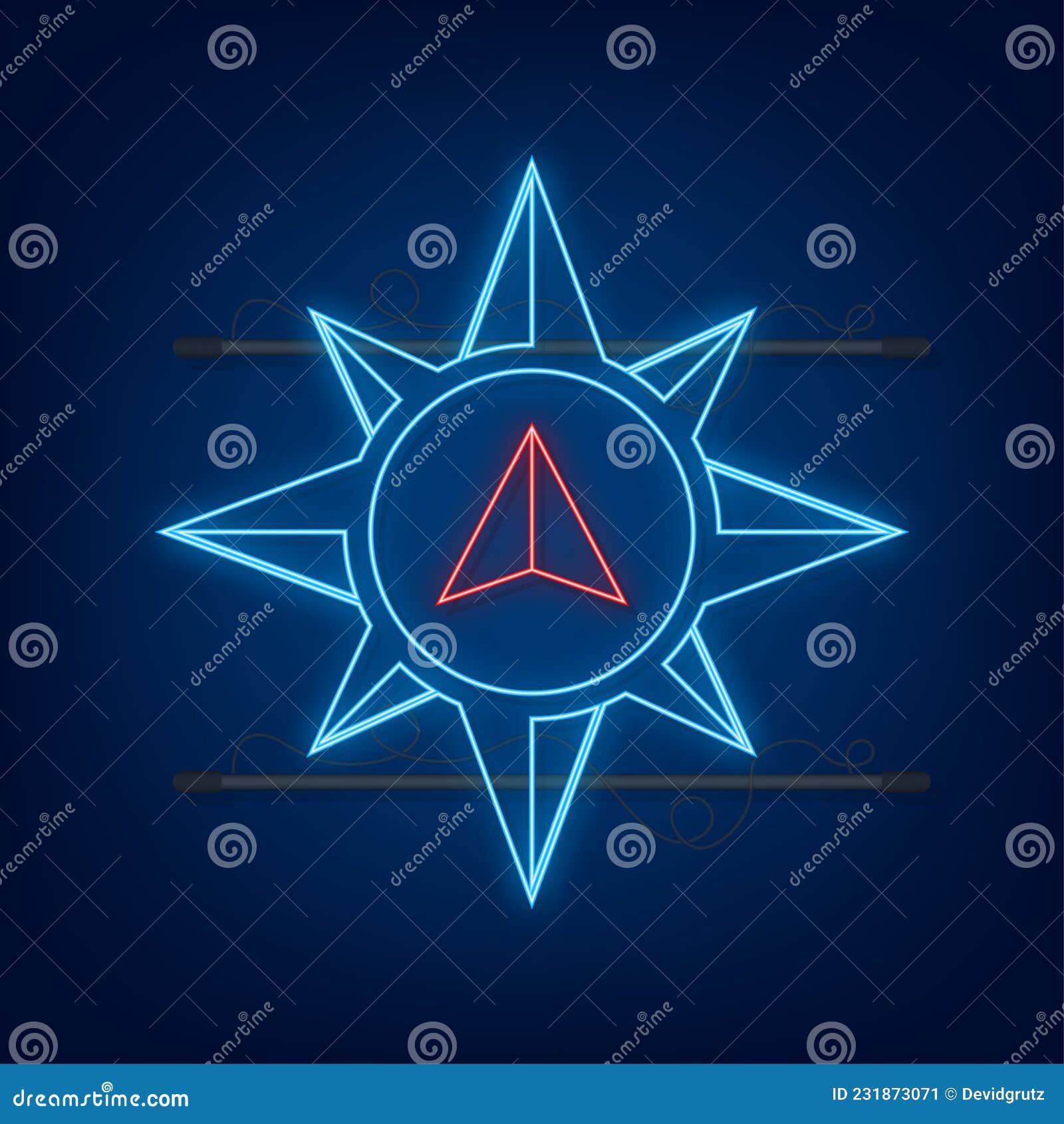Compass Icon. Flat Navigation Symbol. Neon Icon Stock Vector ...