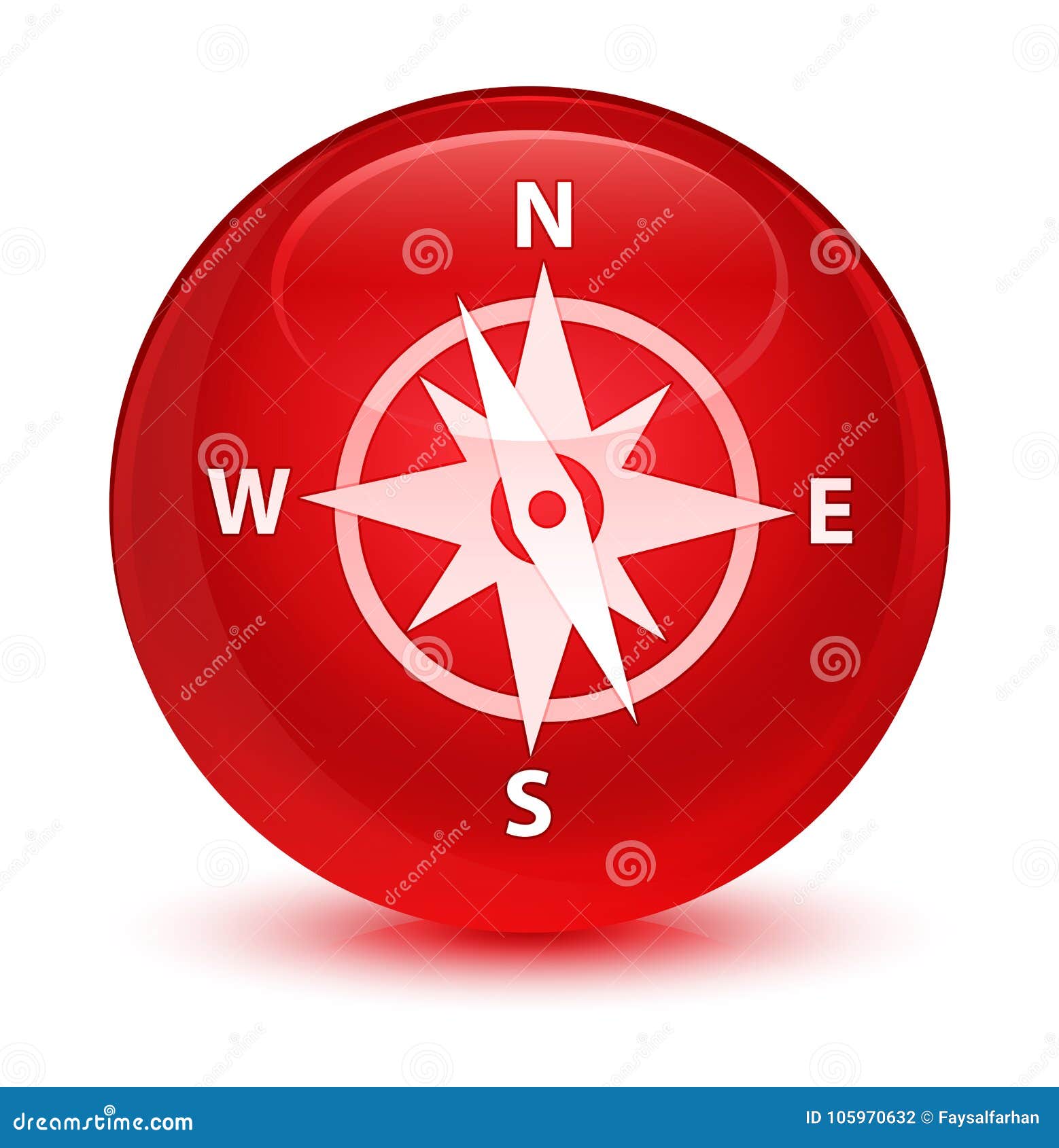 Compass Icon Glassy Red Round Button Stock Illustration - Illustration ...