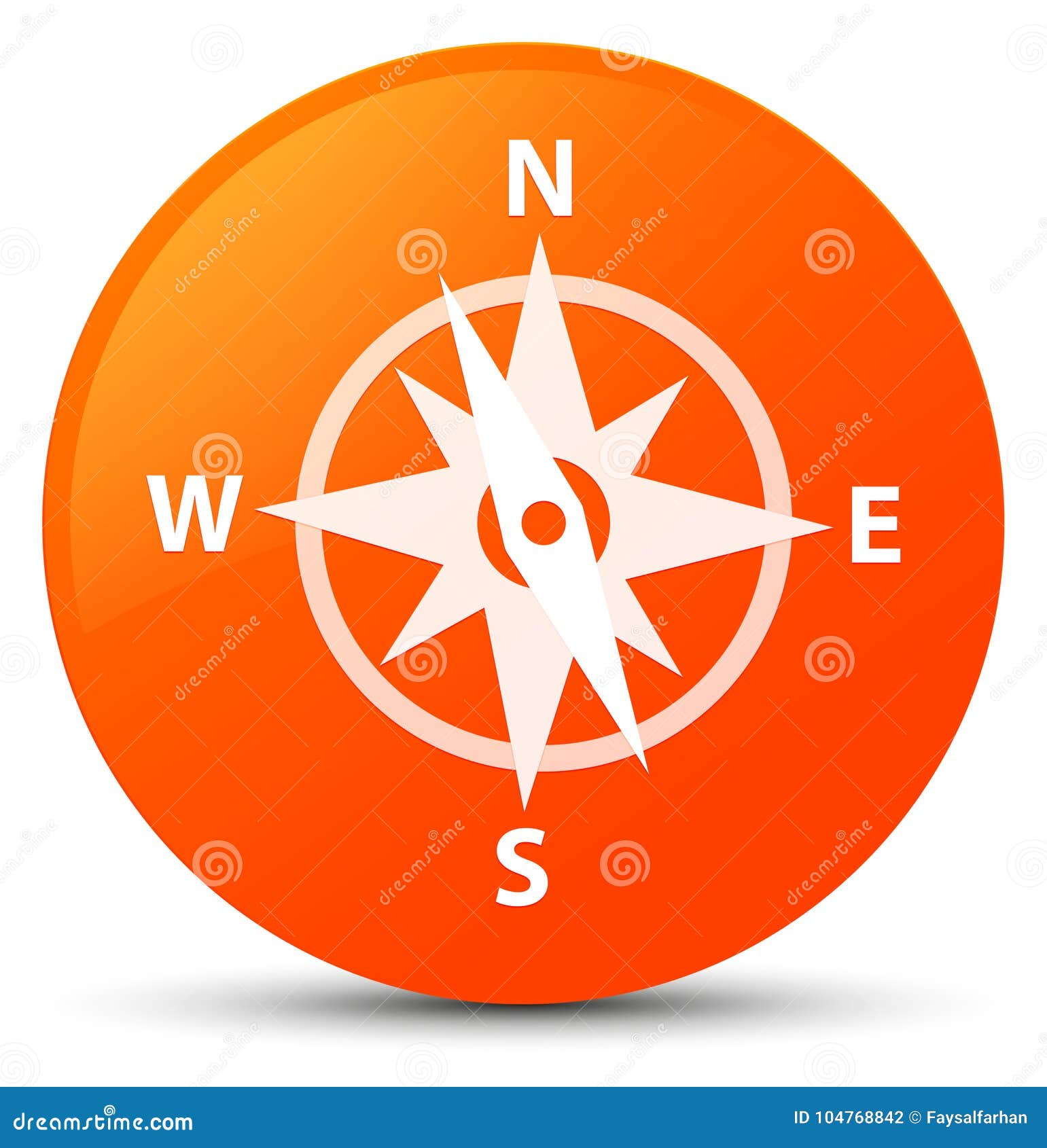 Compass Icon Orange Round Button Stock Illustration - Illustration of ...