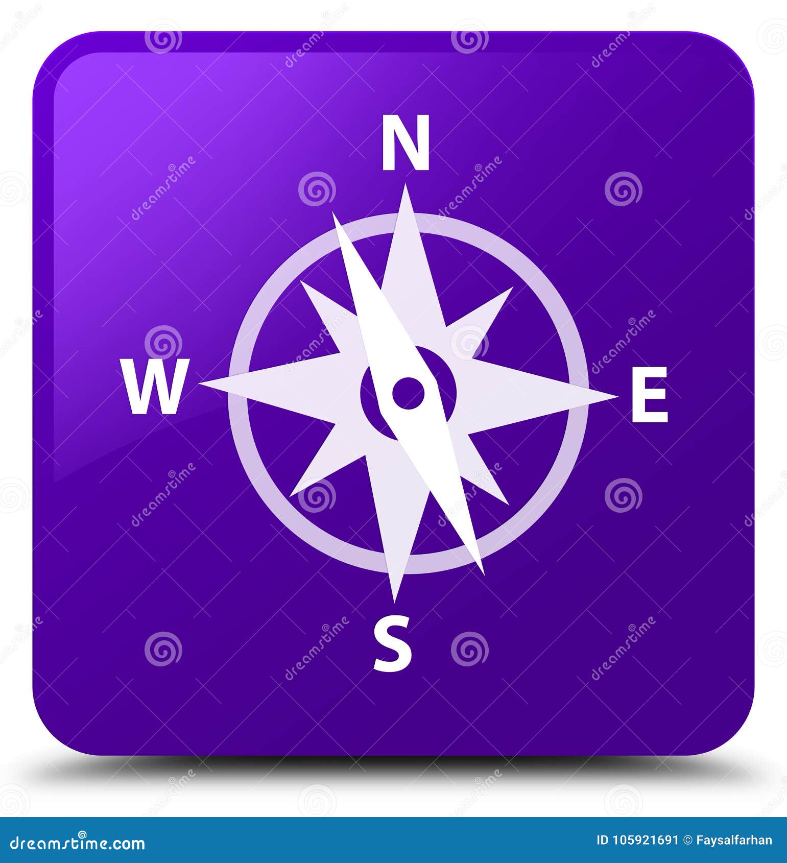 Compass Icon Purple Square Button Stock Illustration - Illustration of ...