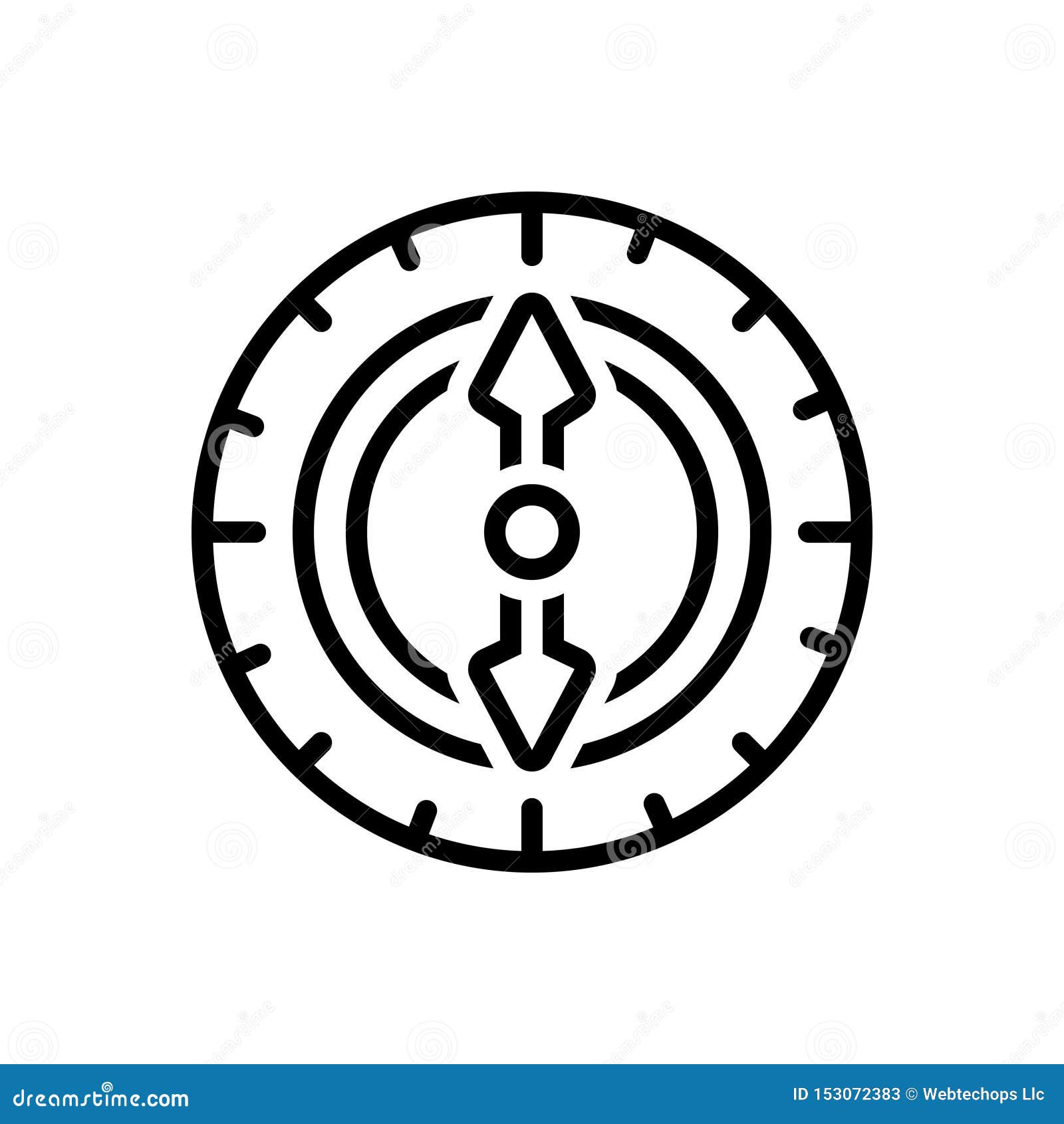 Black Line Icon for Compass, Orienteering and Nautical Stock Vector ...