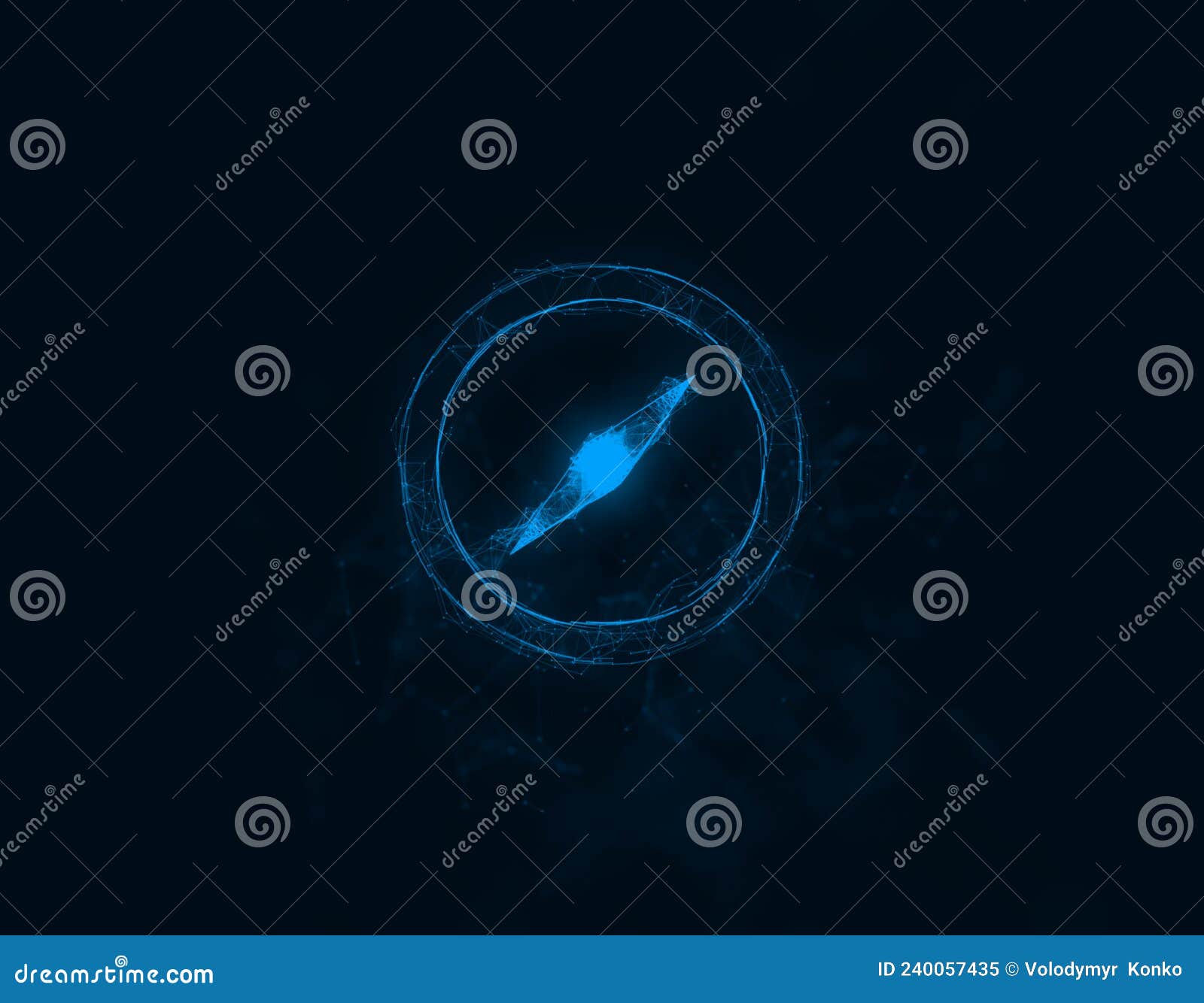 Compass Icon with Plexus Effect. Connected Lines with Dots ...