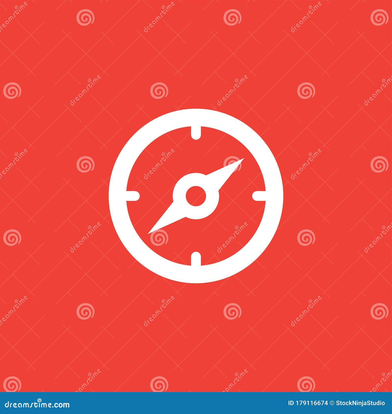 Compass Icon on Red Background. Red Flat Style Vector Illustration ...