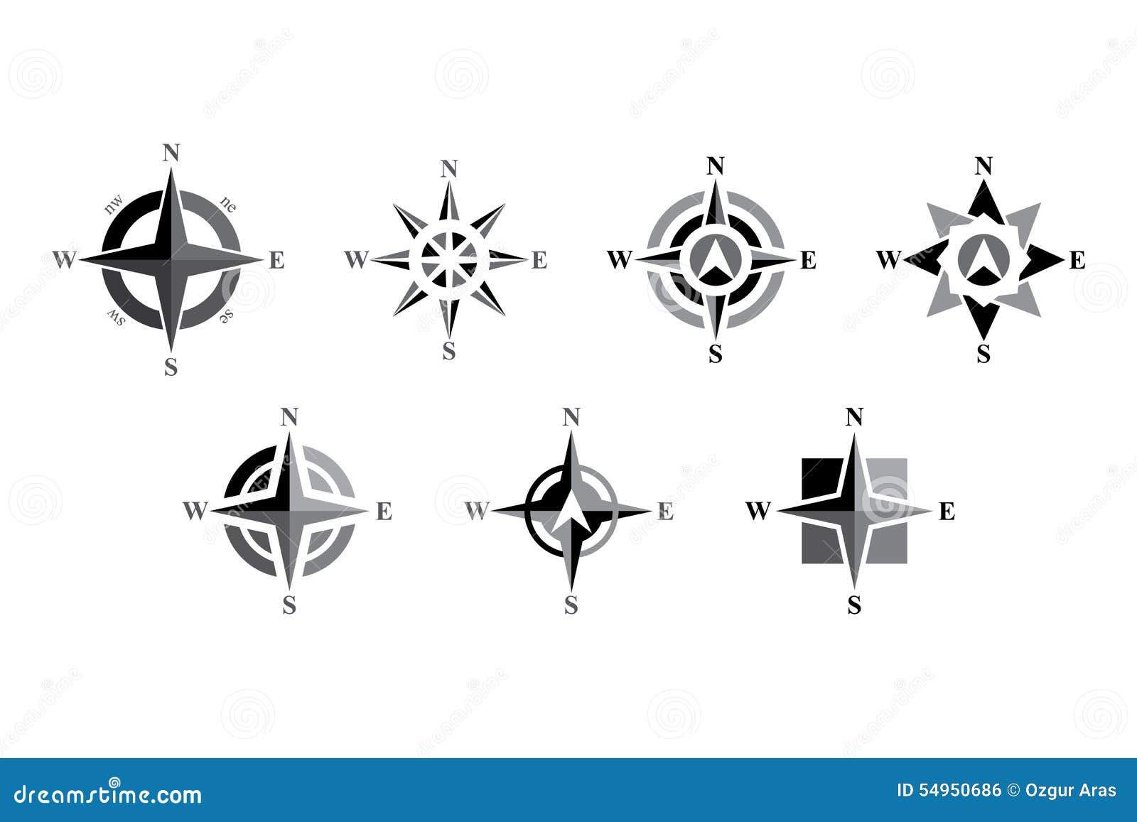 Compass Icon Set stock vector. Illustration of cartography - 54950686