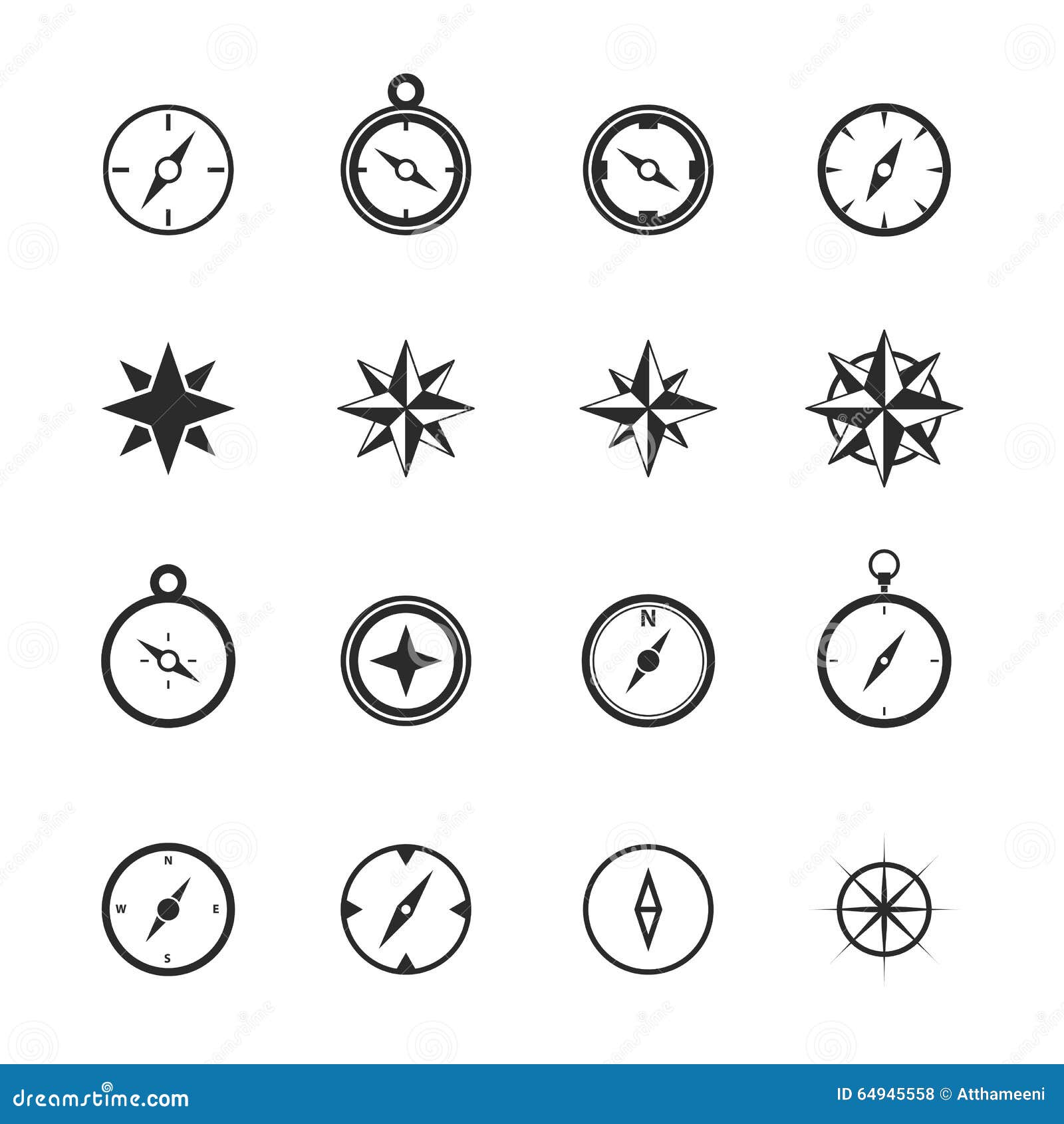 Compass icon set stock vector. Illustration of adventure - 64945558