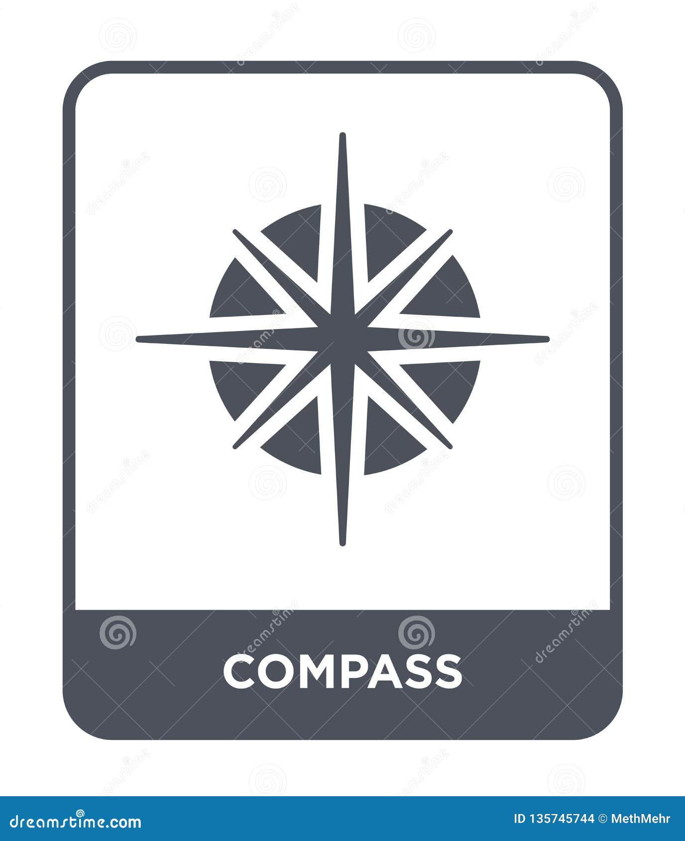 Compass Icon in Trendy Design Style. Compass Icon Isolated on White ...