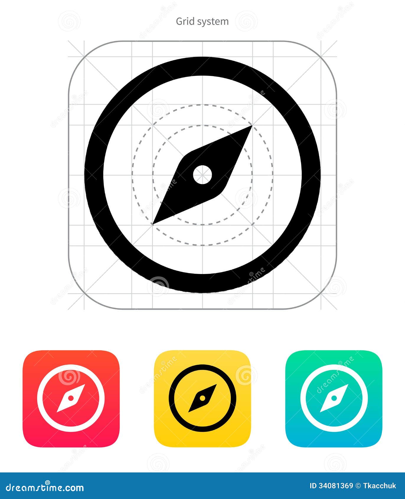 Compass icon. stock vector. Illustration of pictogram - 34081369
