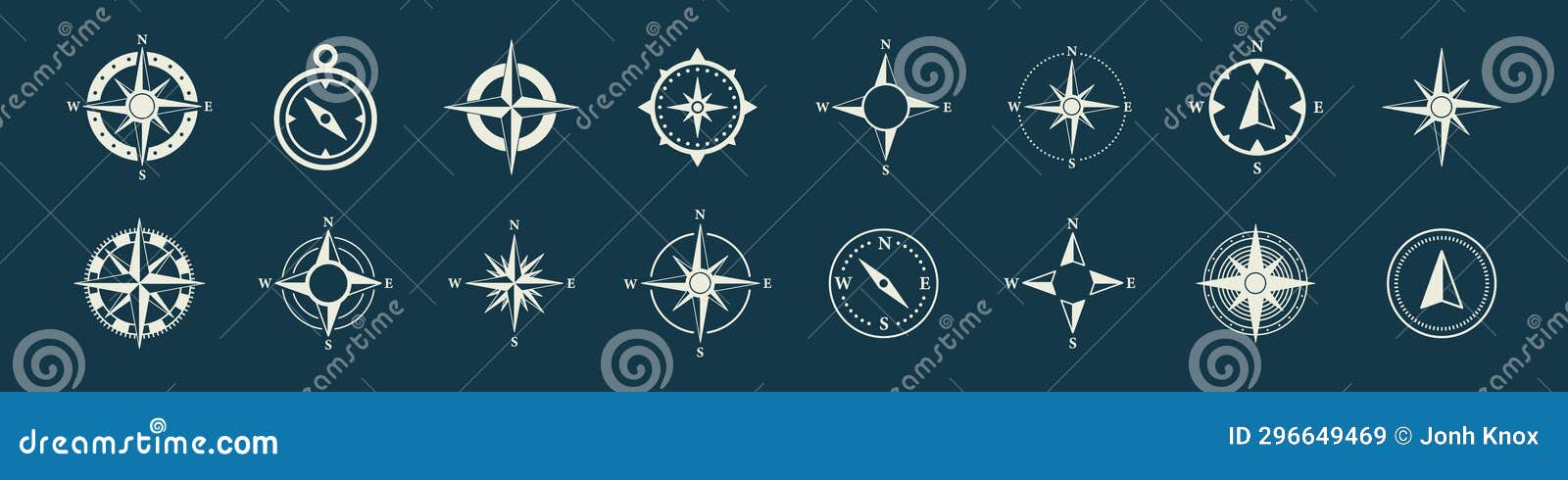 Compass Icons Set. Compass Icon Collection. Simple Symbol Stock Vector ...