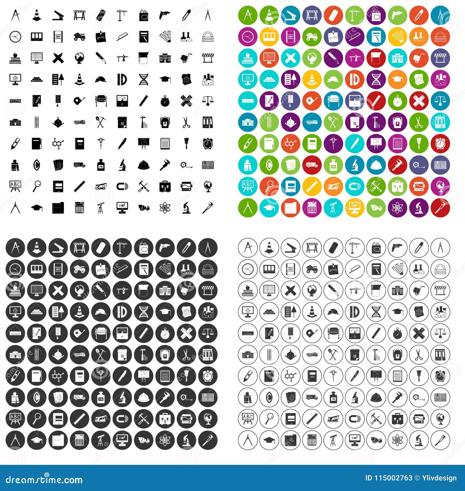 100 Compass Icons Set Vector Variant Stock Vector - Illustration of ...