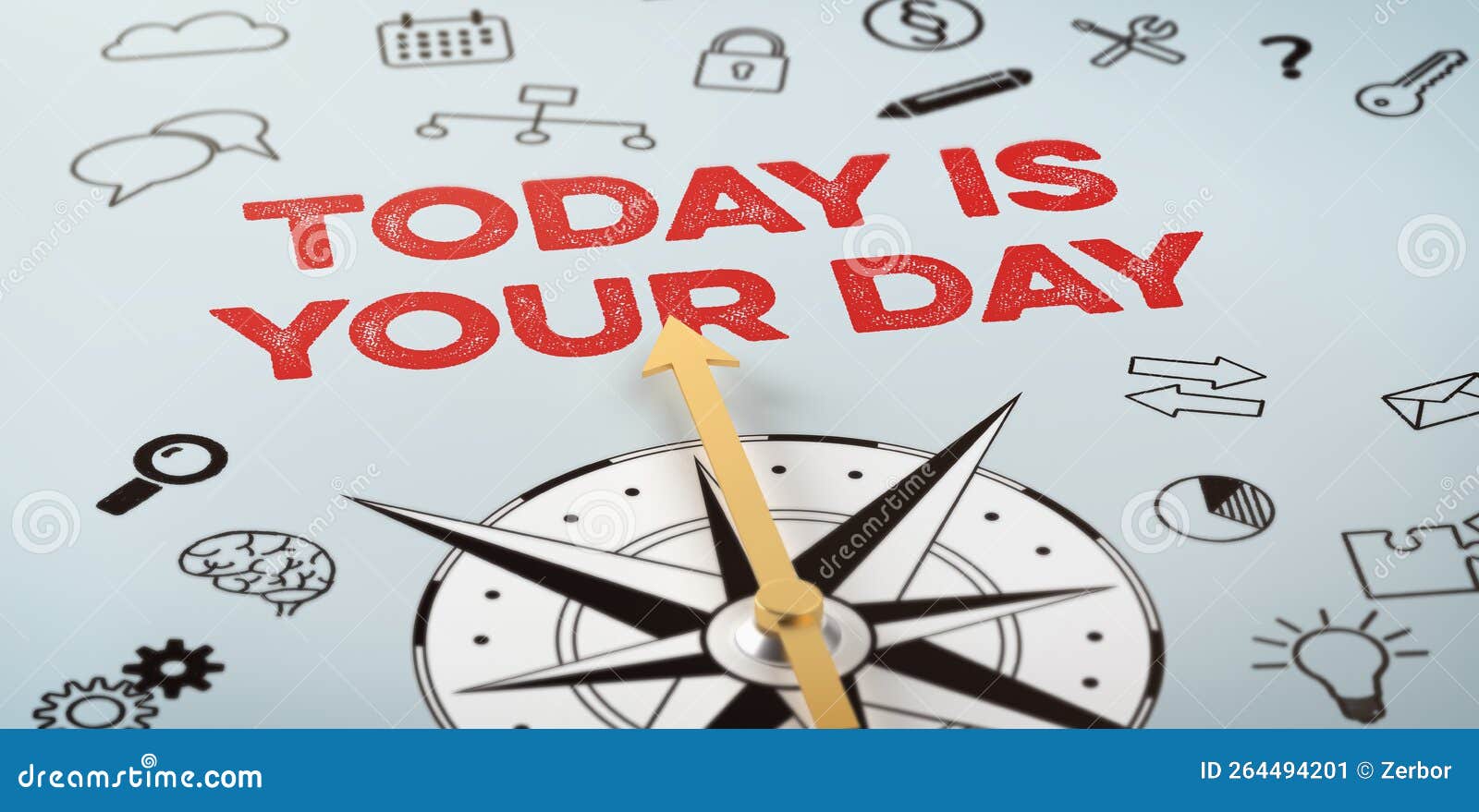 A Compass with Icons - Today is Your Day Stock Illustration ...