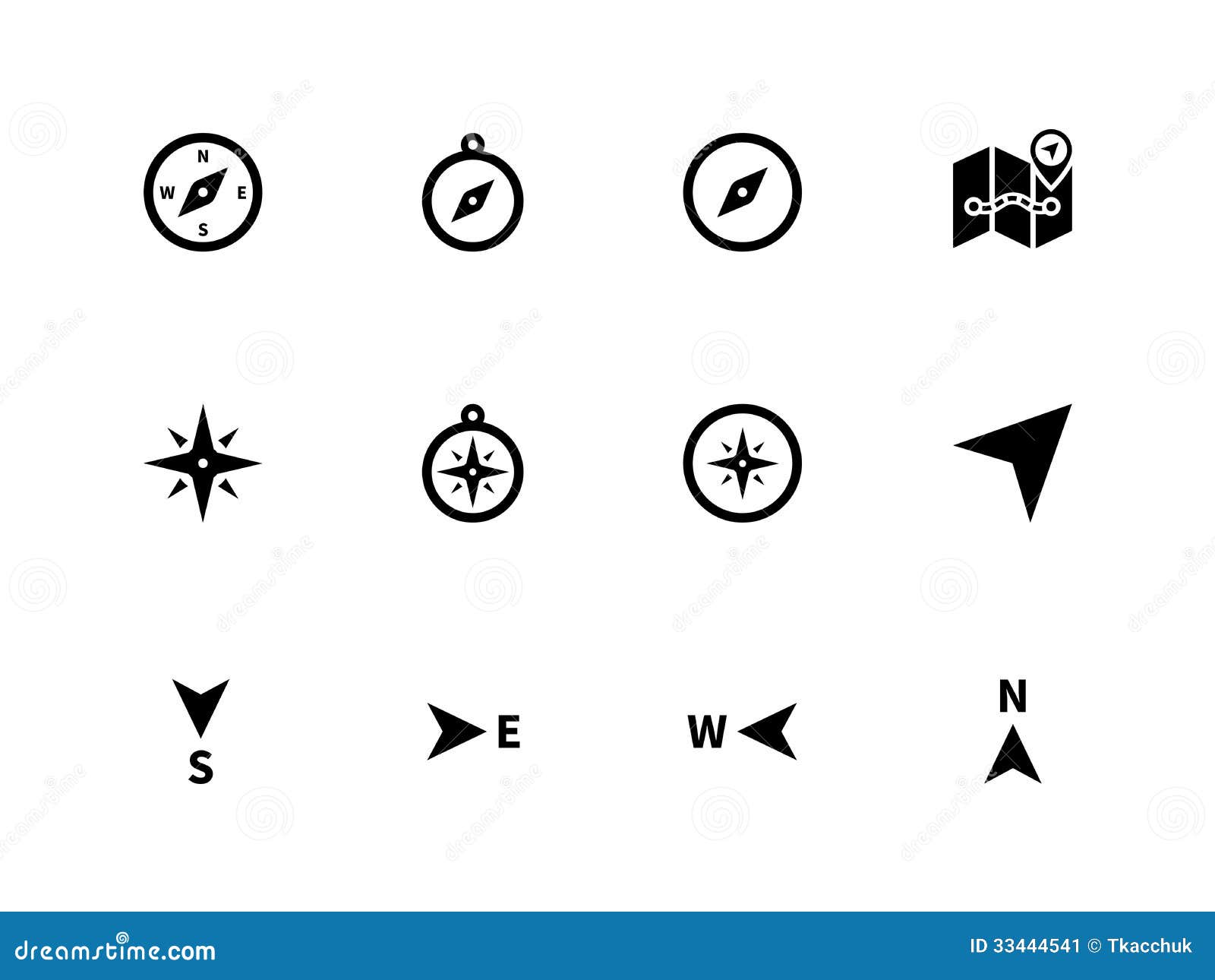 Compass Icons on White Background. Stock Vector - Illustration of ...
