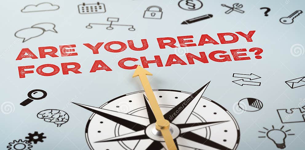 A Compass with Icons - are You Ready for a Change Stock Illustration ...