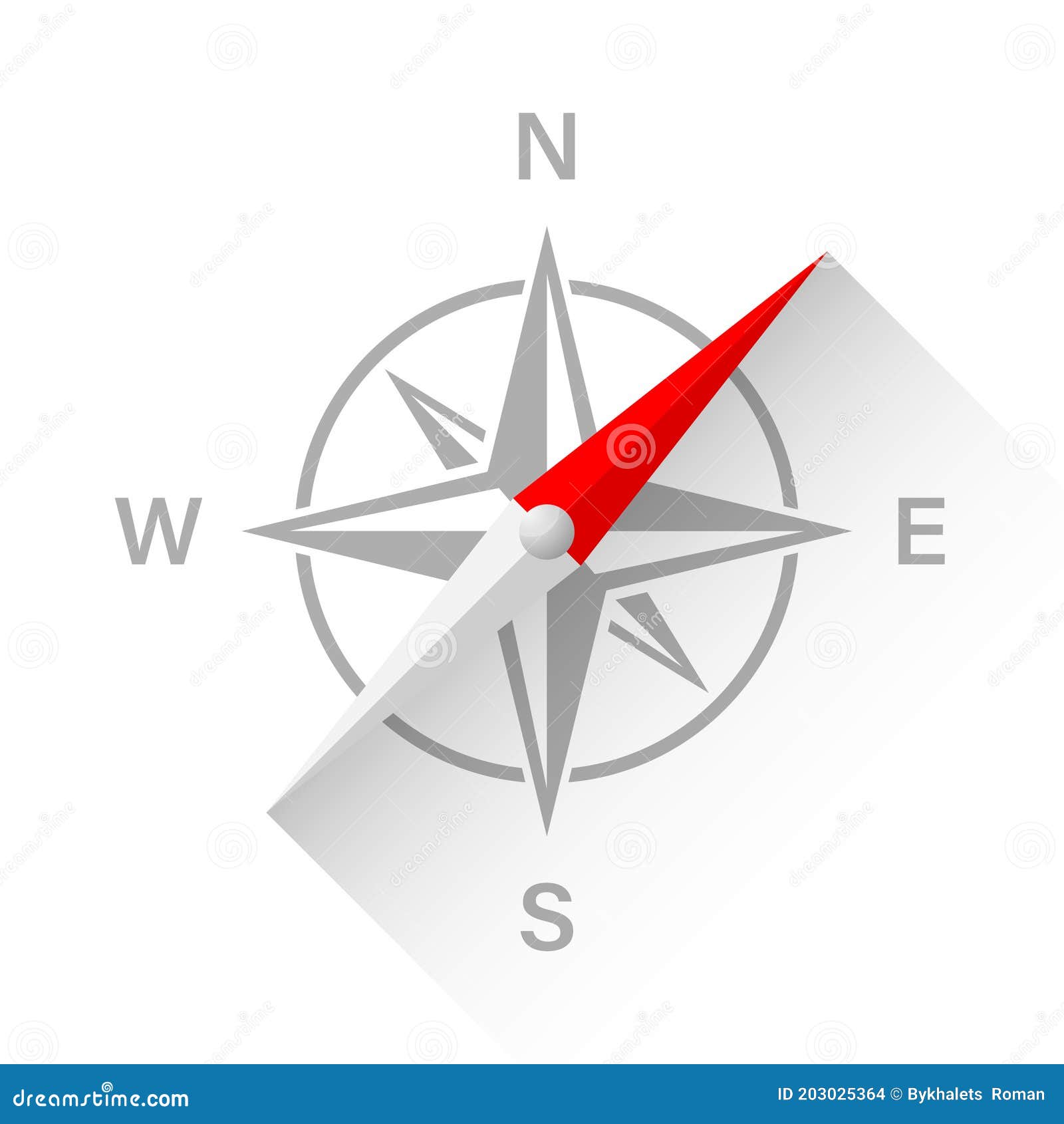 Compass Illustration with Shadow. Compass Design Sign. Travel Compass ...