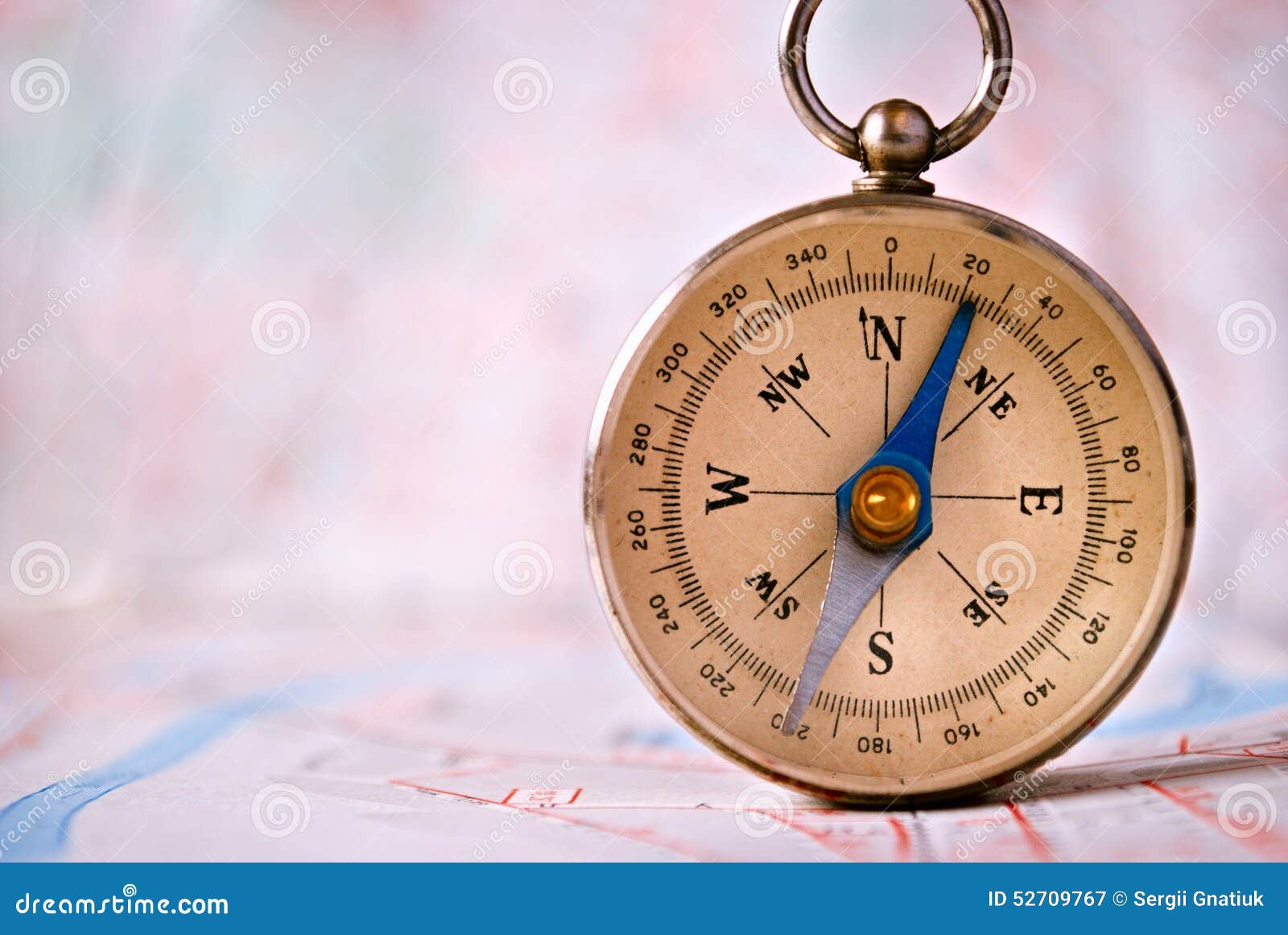 Compass Instrument Standing on Top of Map Stock Image - Image of ...