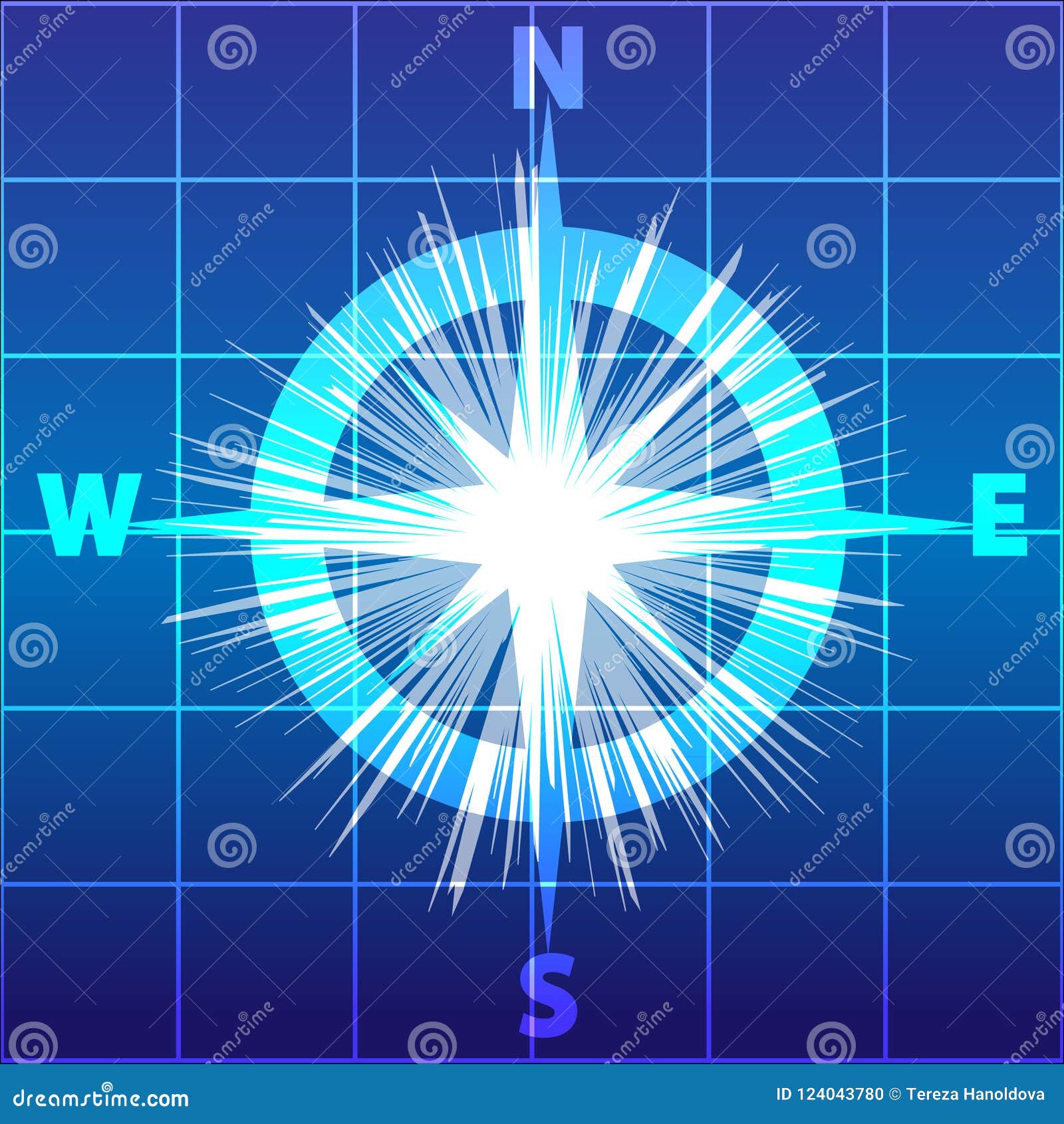 Compass Isolated on Blue White Background. Vector Illustration. Stock ...