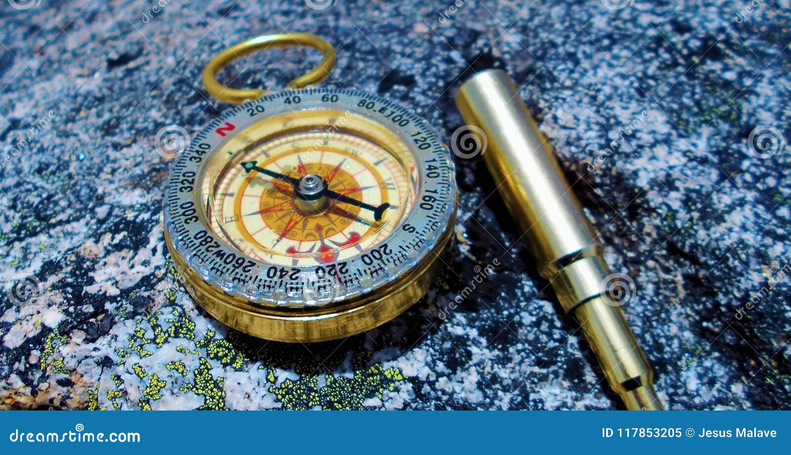 Compass And Key Ring In The Form Of A Spyglass Stock Image Image Of Antiquity Retro 117853205
