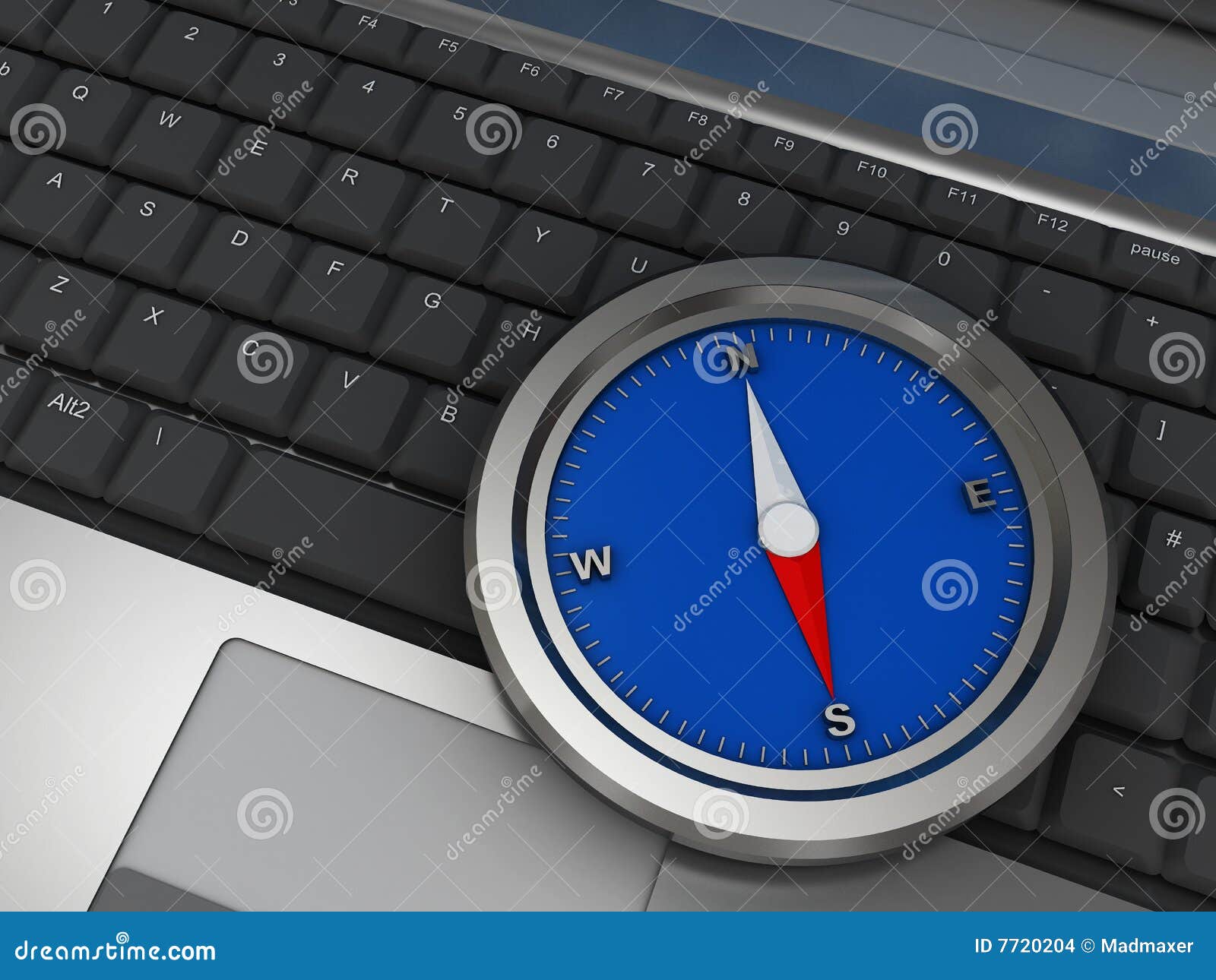 Compass on laptop stock illustration. Illustration of render - 7720204