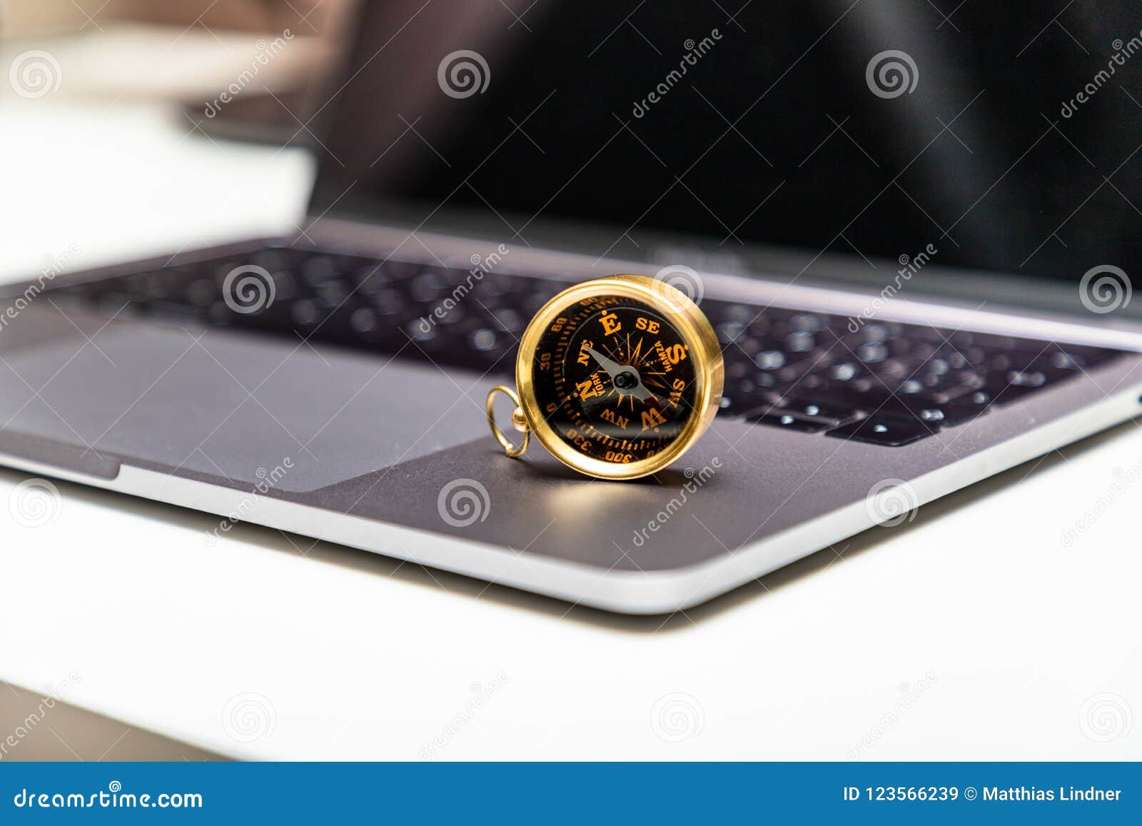 Compass and Laptop As a Symbol of Orientation and Goals on the I Stock ...