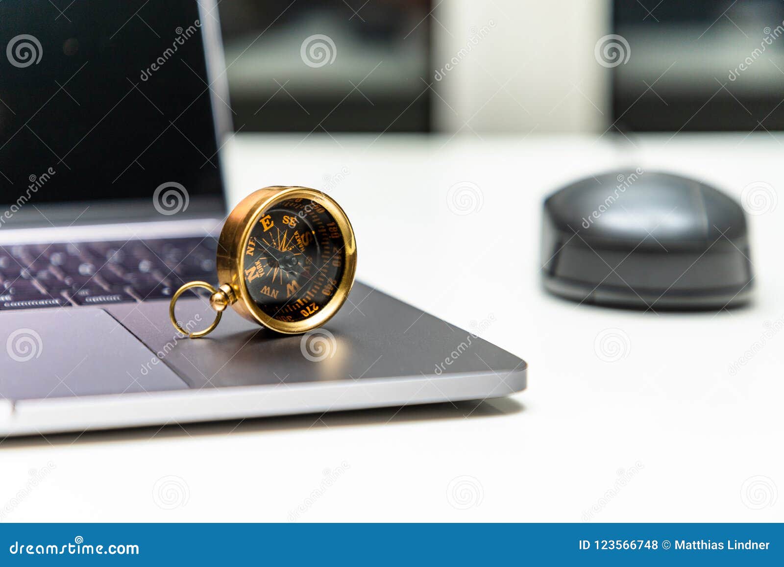 Compass and Laptop As a Symbol of Orientation and Goals on the I Stock ...