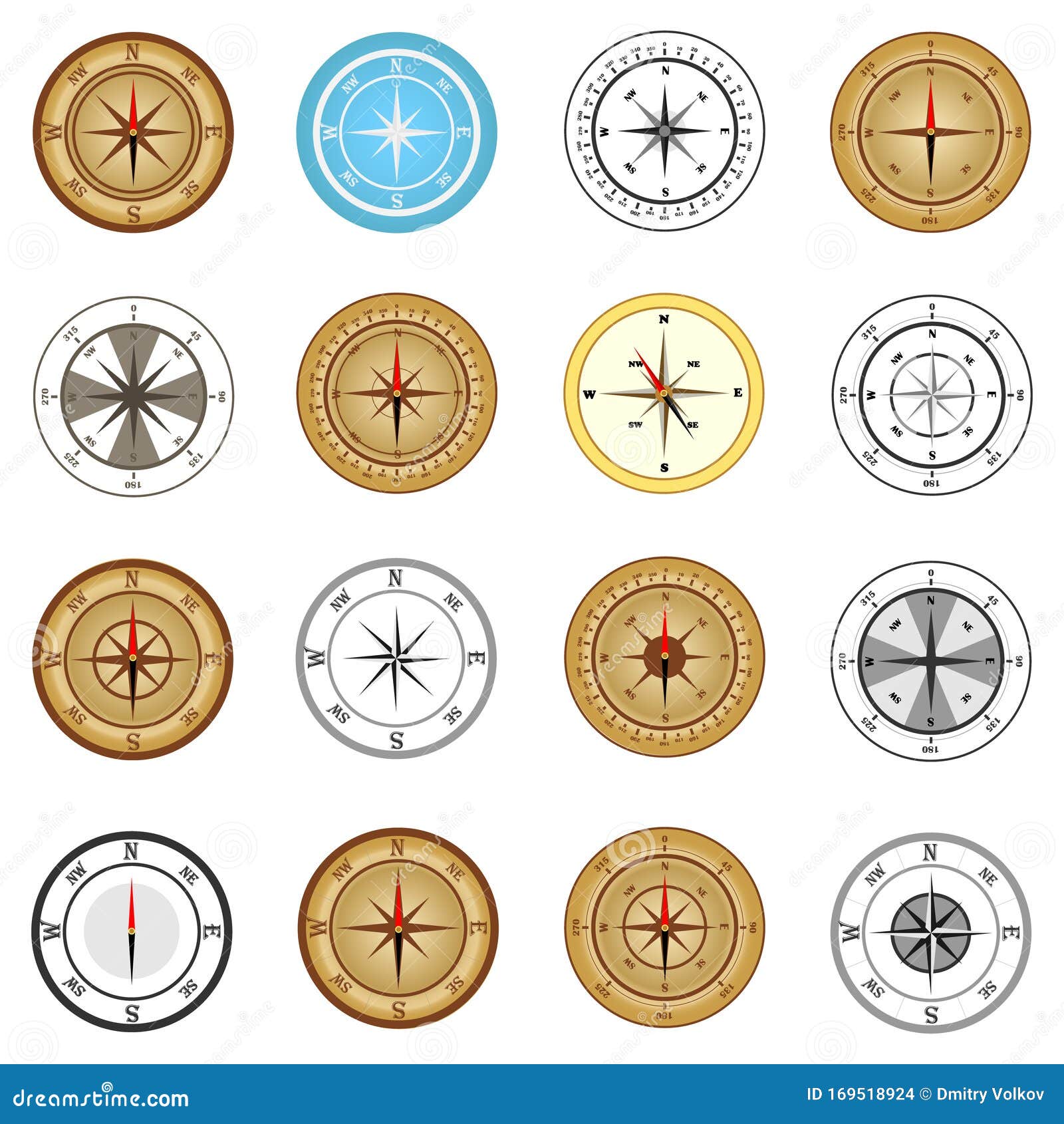 Compass, a Large Set of Navigation Compasses. Instrument for Navigation ...