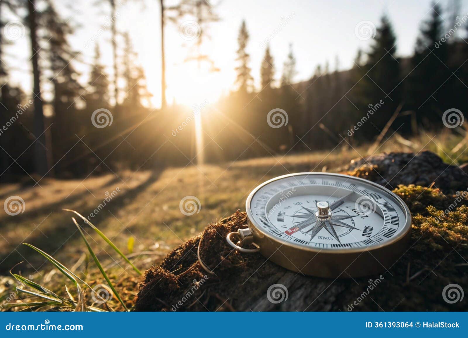 A Compass is Lighted Up a Sunbeam Stock Illustration - Illustration of ...