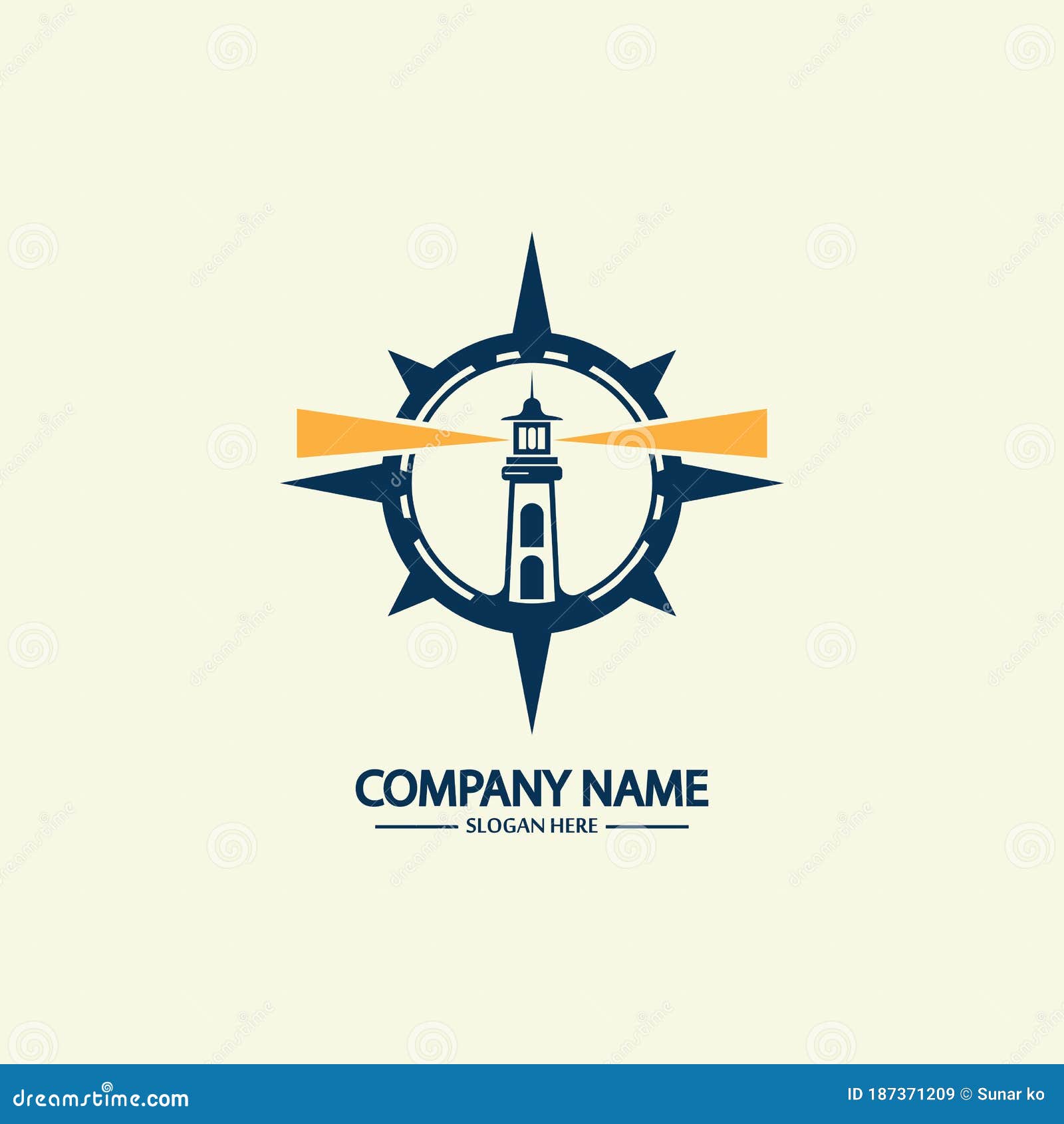 Compass and Lighthouse Logo Design Template Stock Vector - Illustration ...