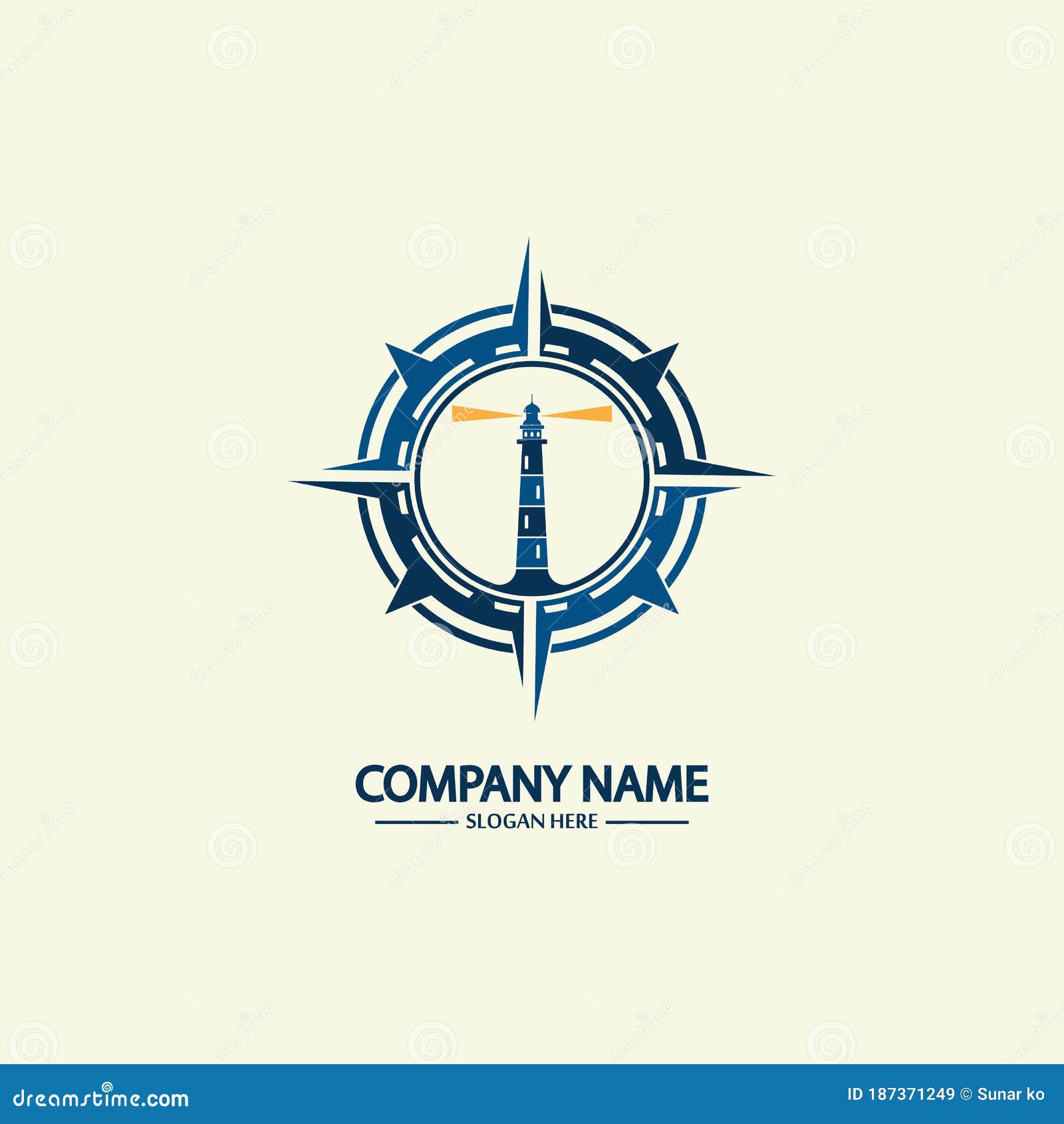 Compass and Lighthouse Logo Design Template Stock Vector - Illustration ...