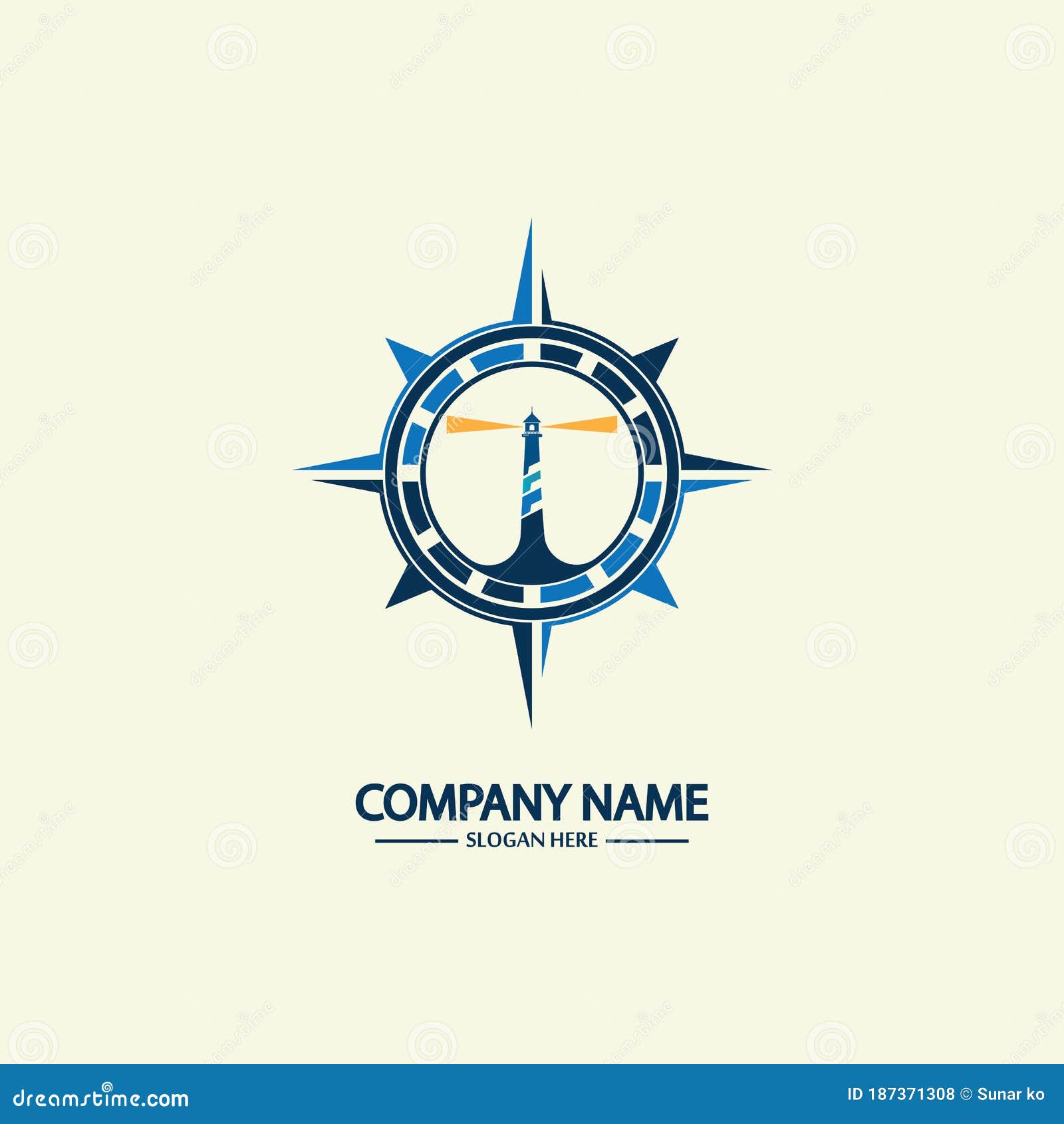 Compass and Lighthouse Logo Design Template Stock Vector - Illustration ...