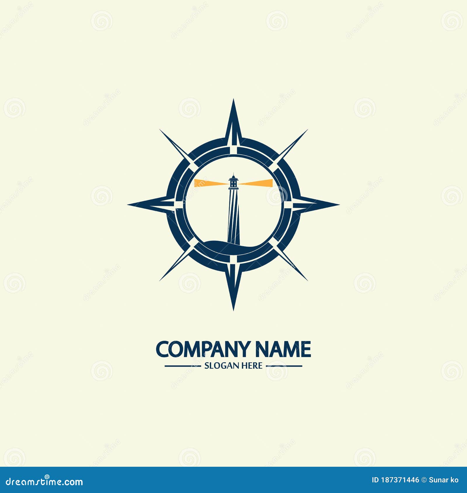 Compass and Lighthouse Logo Design Template Stock Vector - Illustration ...