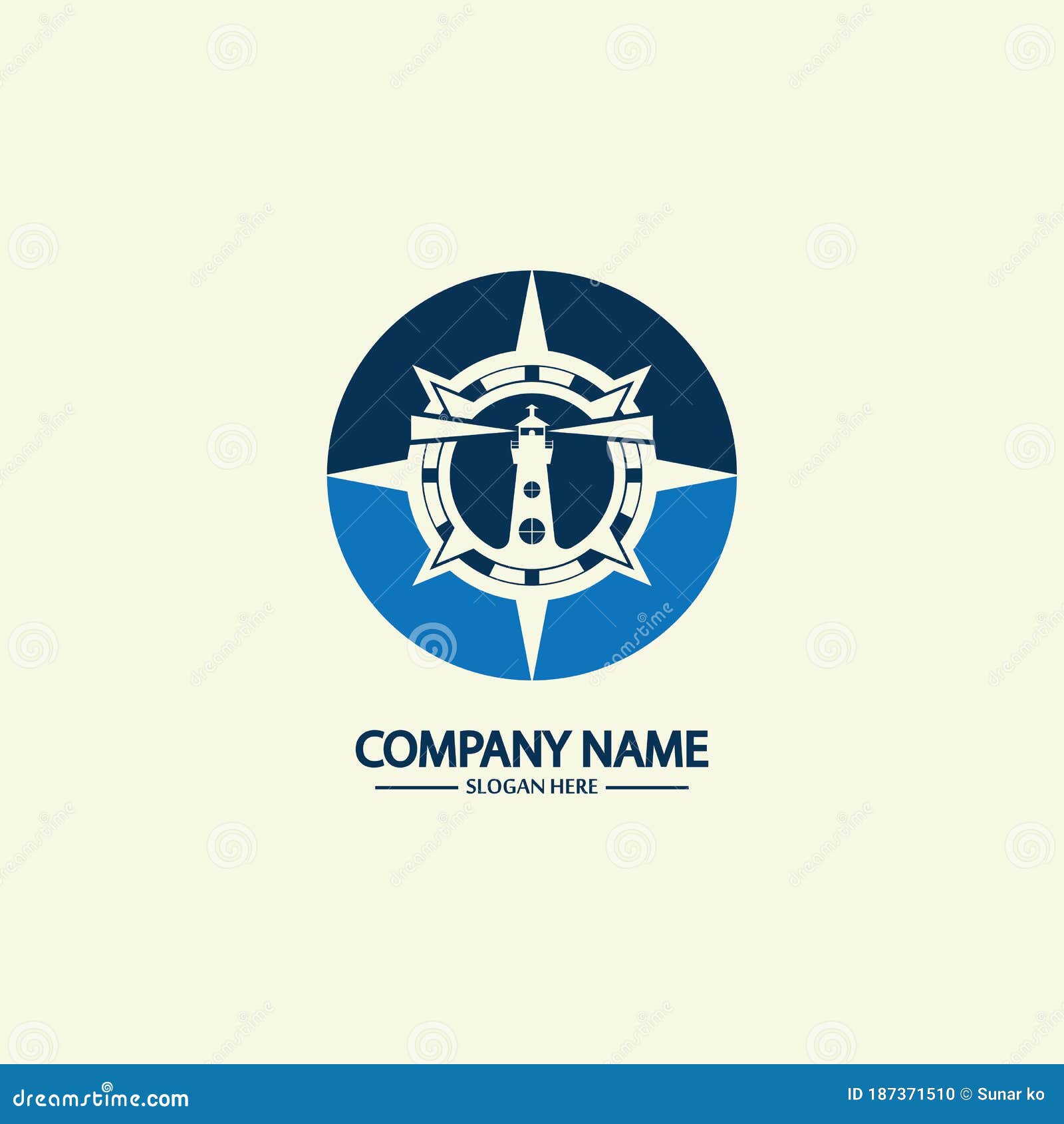 Compass and Lighthouse Logo Design Template Stock Vector - Illustration ...