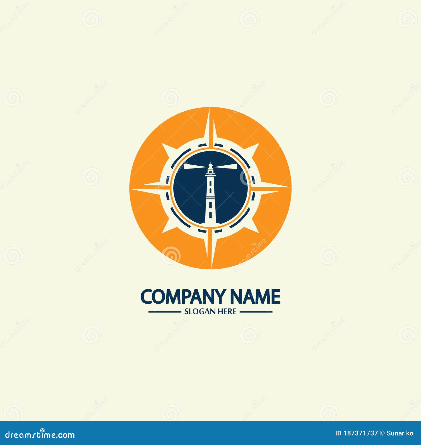Compass and Lighthouse Logo Design Template Stock Vector - Illustration ...