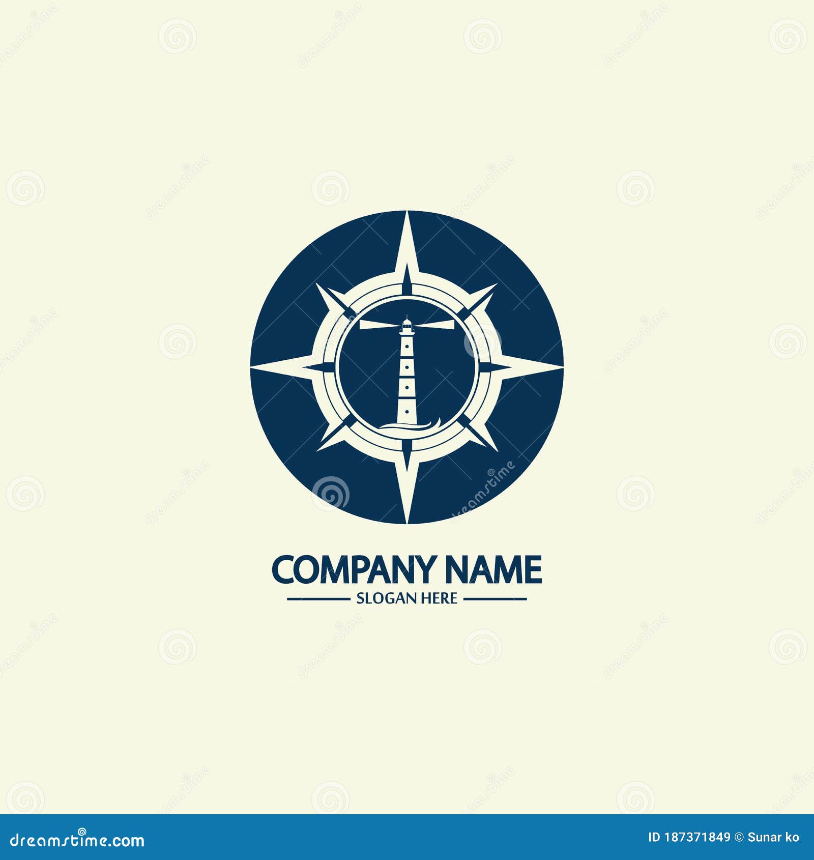 Compass and Lighthouse Logo Design Template Stock Vector - Illustration ...