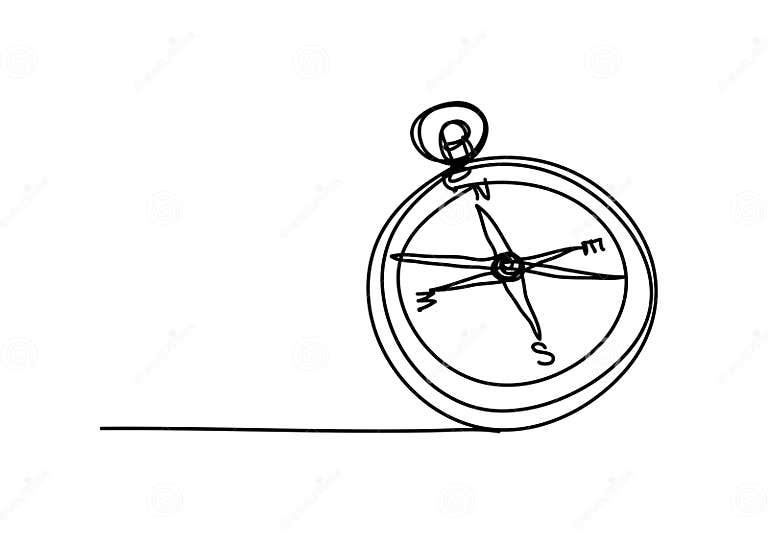 Compass , Line Drawing Style , Idea Concept , Vector Illustration Stock ...