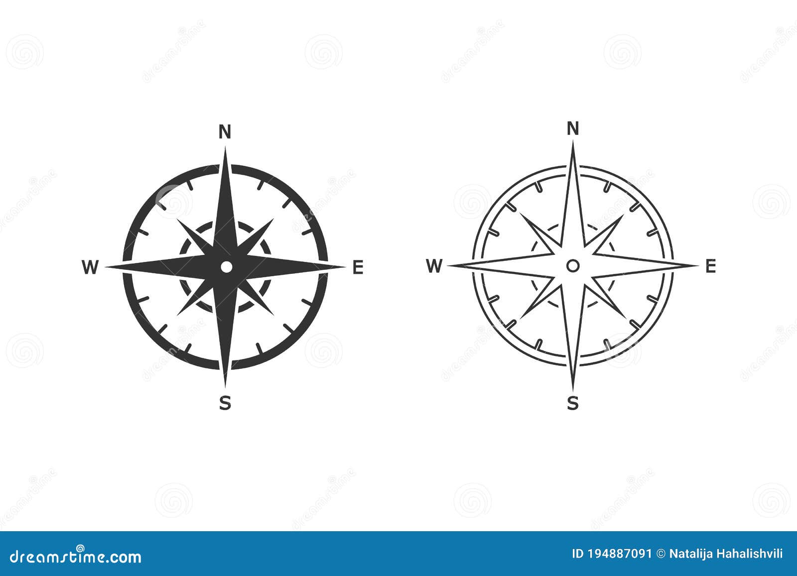 Compass Line Simple Icon. Weather Symbols. Windrose. Design Element ...