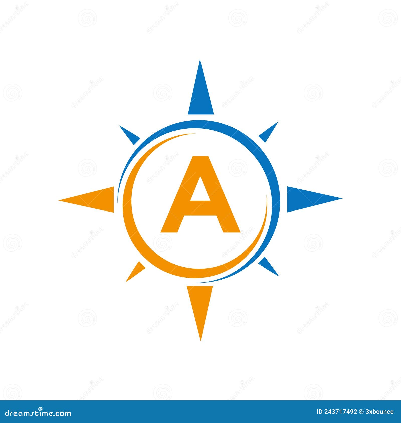 Compass Logo Design on Letter a Concept. Letter a Compass Adventure ...