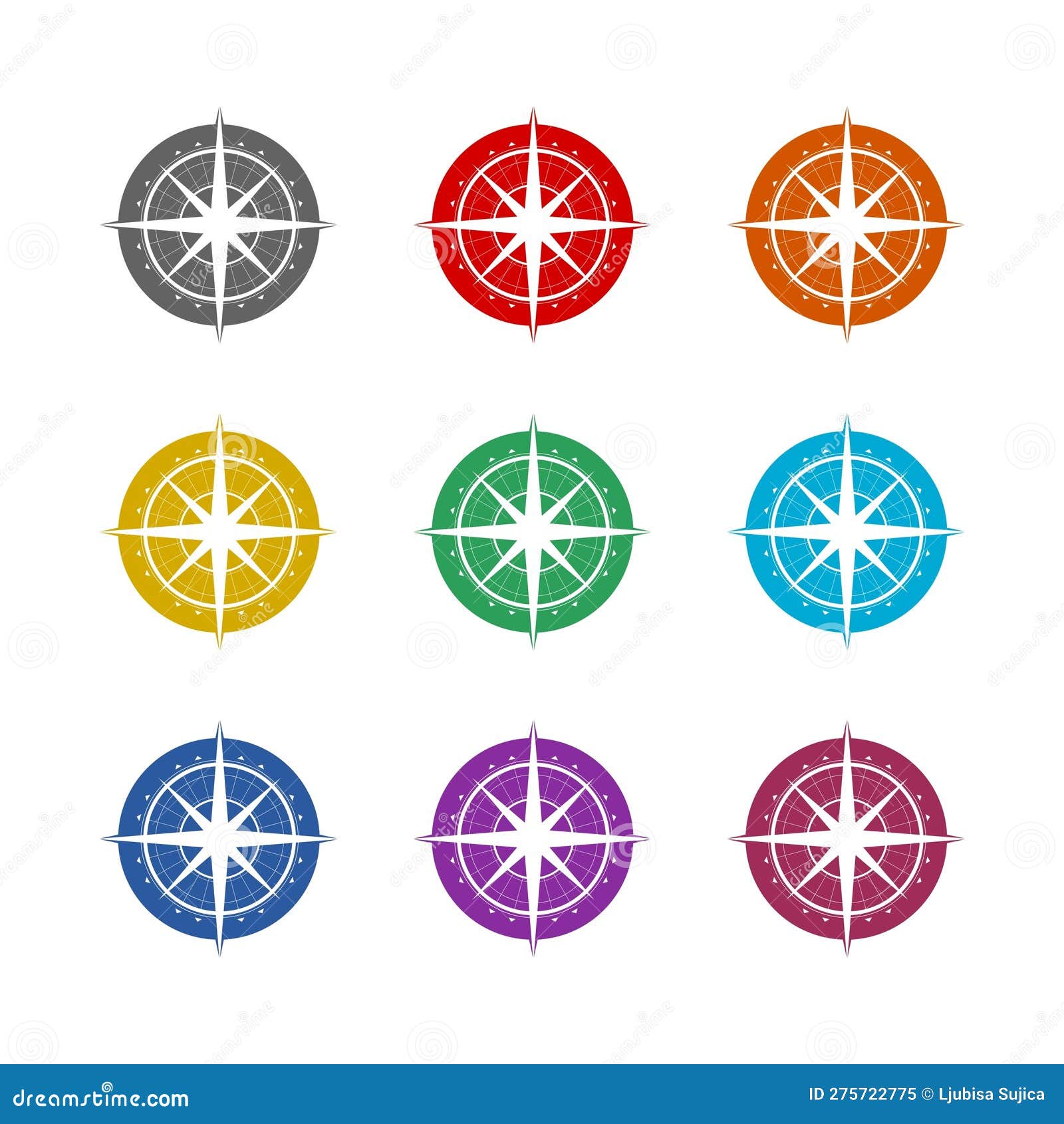 Compass Logo Icon Isolated on White Background. Set Icons Colorful ...