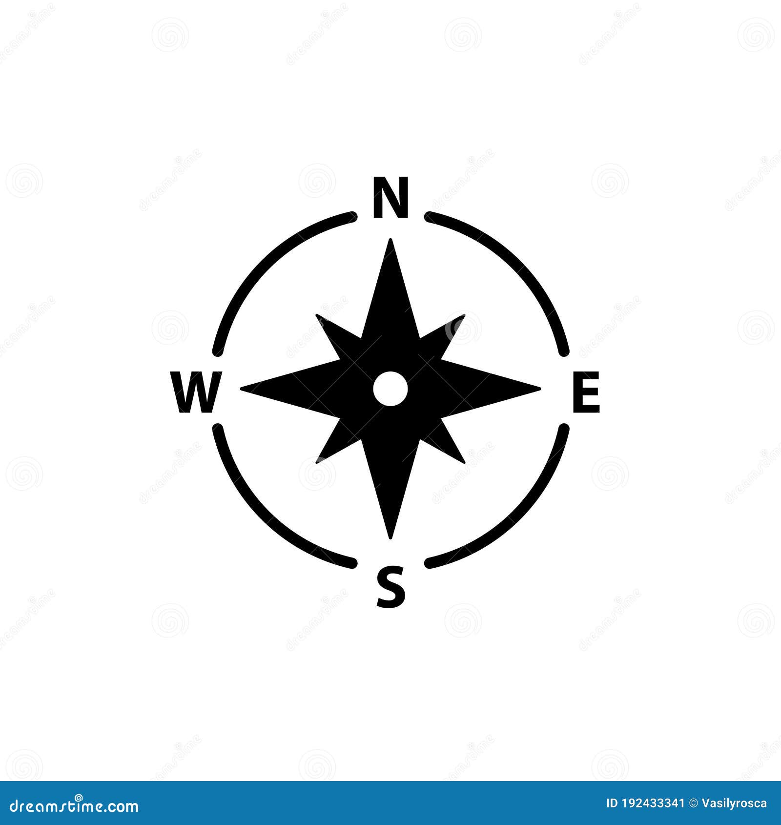 Compass Logo Icon. North Vector Arrow Orienteering Compass Map Gps ...
