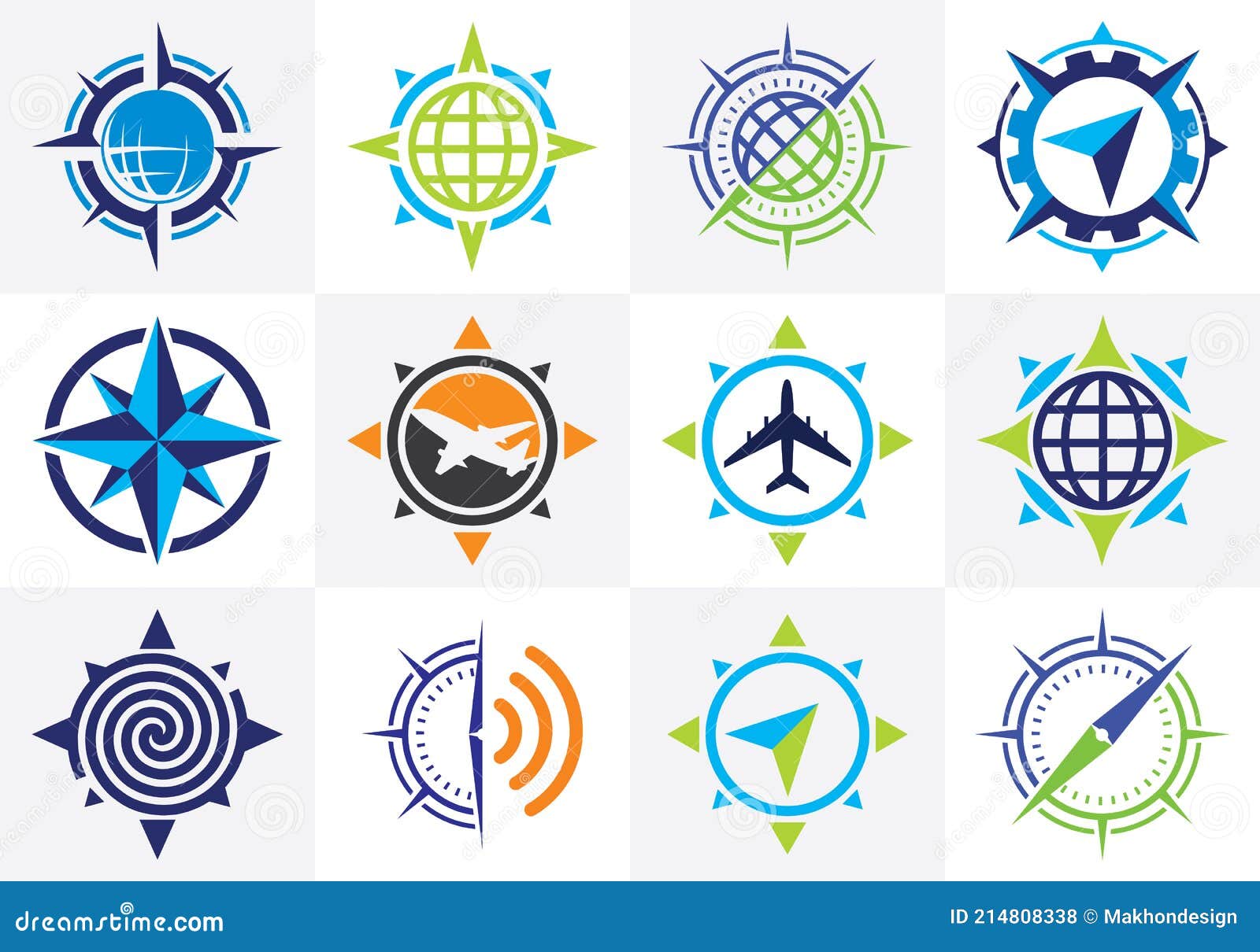 Compass Logo Vector Icon Set, Modern Navigation Sign Symbol Stock ...
