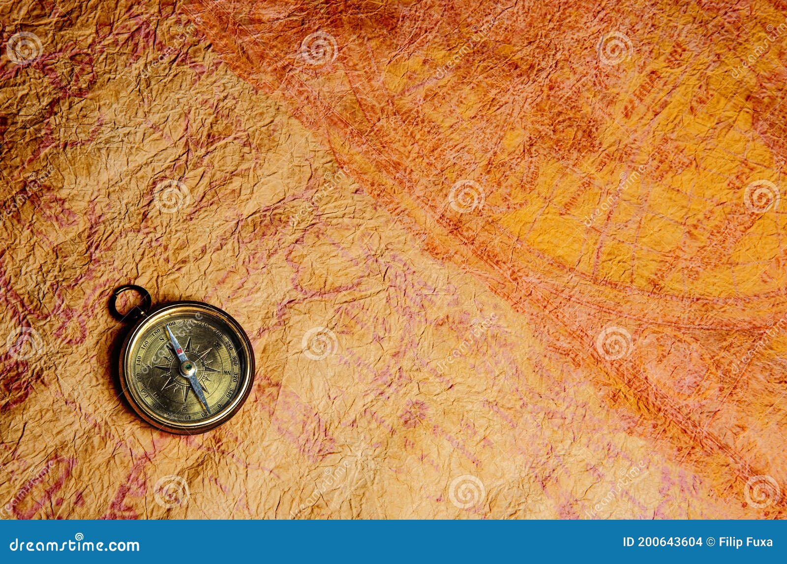 Compass Lying on the Parchment Stock Photo - Image of tint, parchment ...
