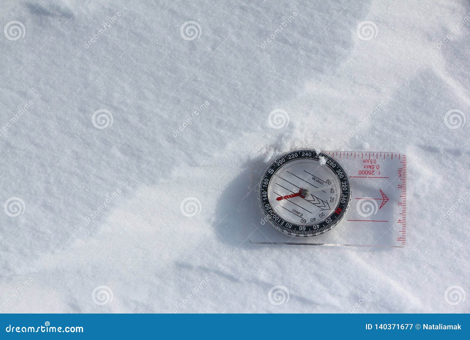Compass Lying on the Snow in Winter Stock Image - Image of latitude ...