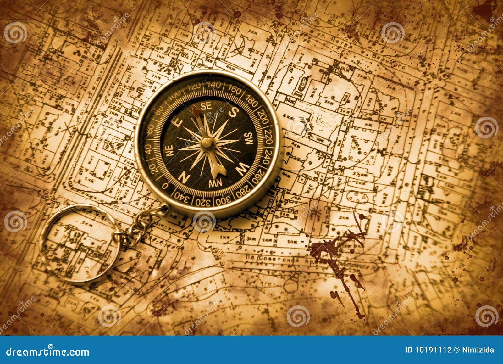 Compass and map stock photo. Image of lost, physical - 10191112