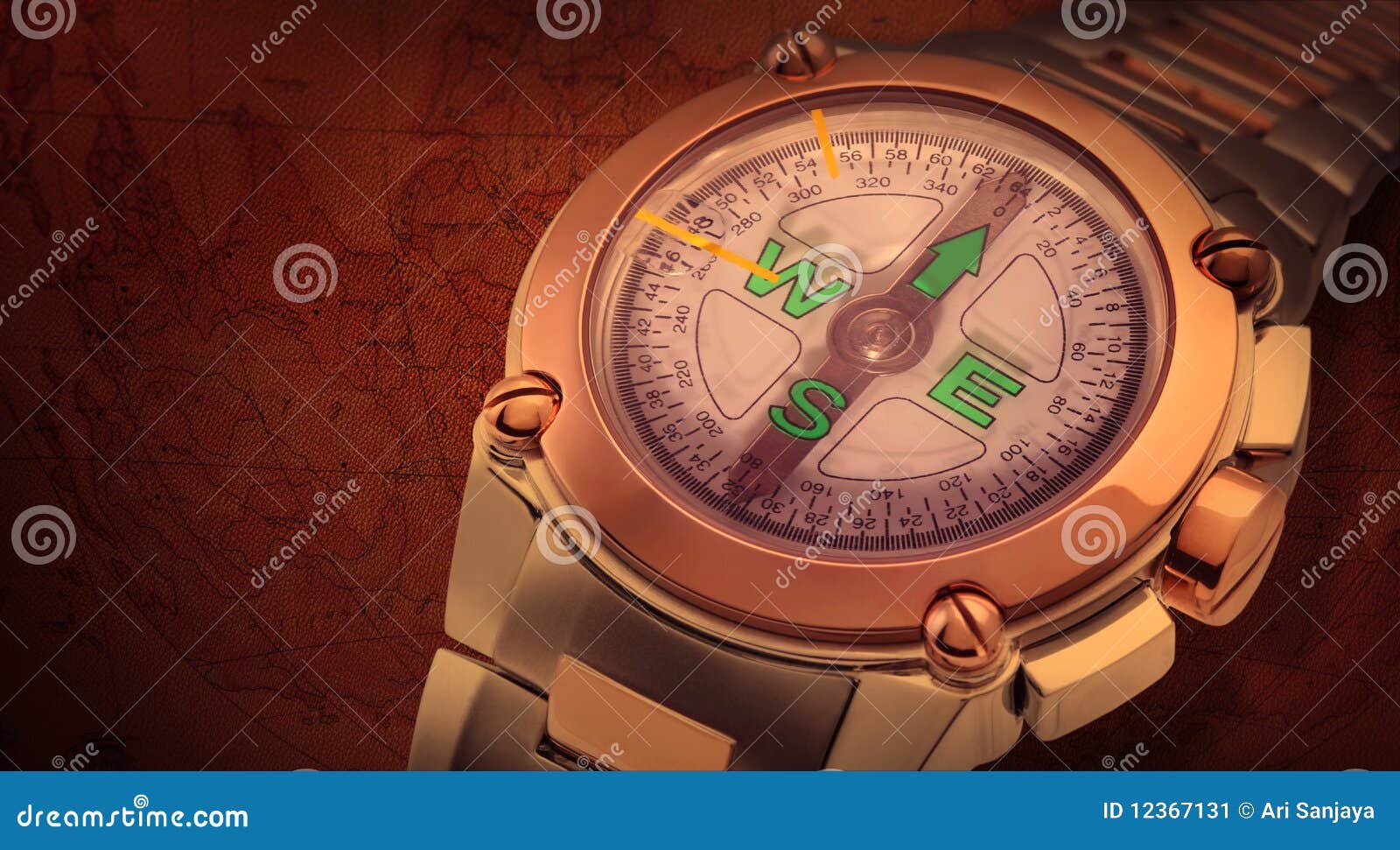 Compass on map stock image. Image of globe, navigate - 12367131